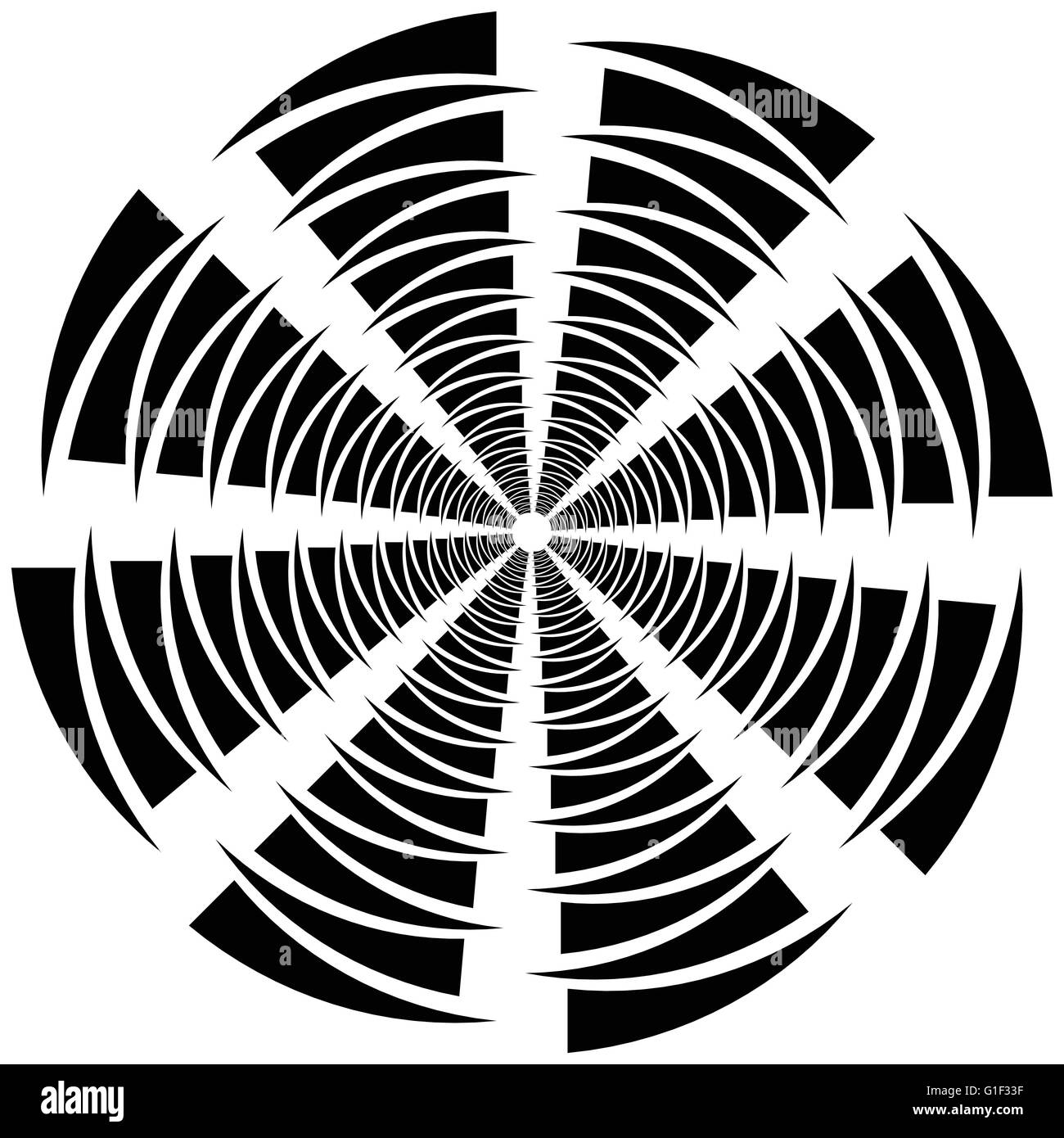 Circular, rotating spiral, vortex element, motif. Abstract geometric shape. Non-figural ...