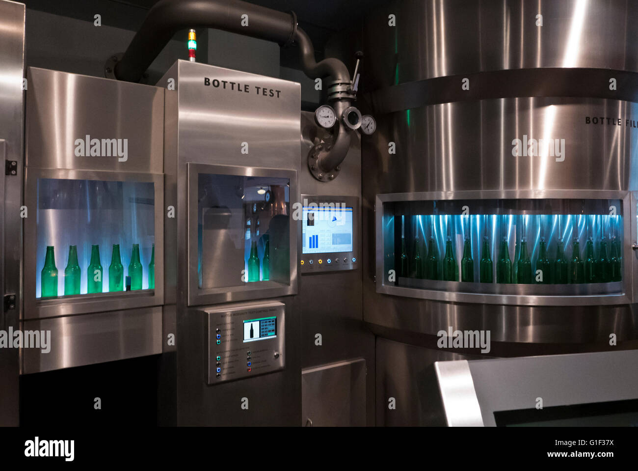 The bottling production line at the Heineken Museum in Amsterdam ...