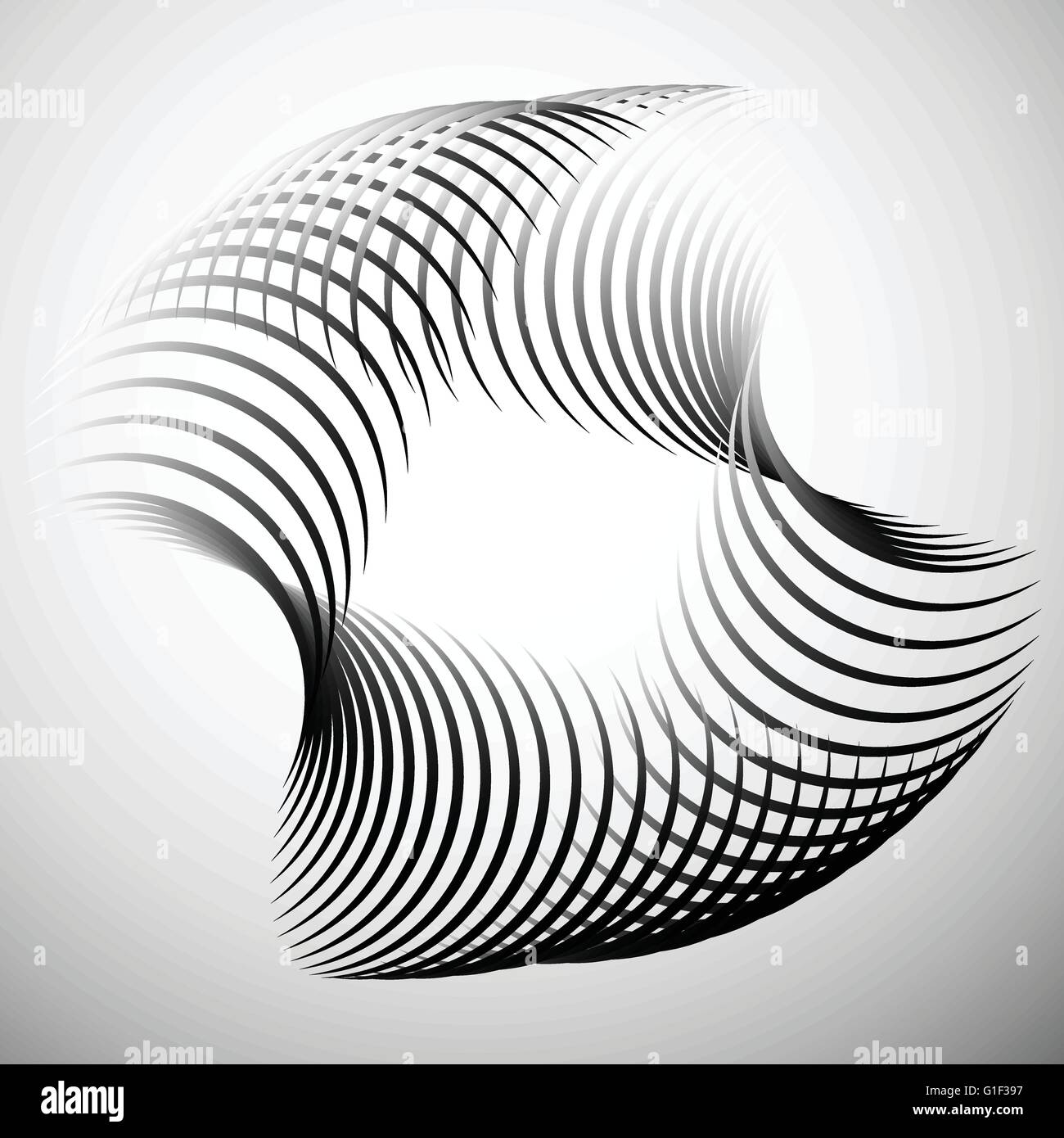 Abstract element with intersecting curved lines. Grayscale geometric abstract shape Stock Vector ...