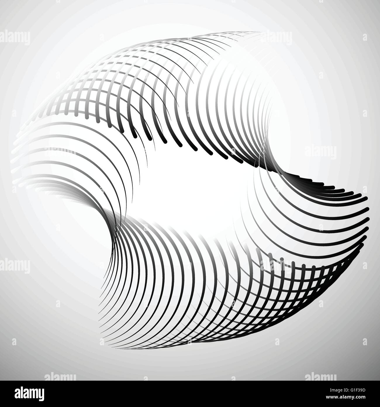 Abstract Element With Intersecting Curved Lines Grayscale Geometric Abstract Shape Stock Vector