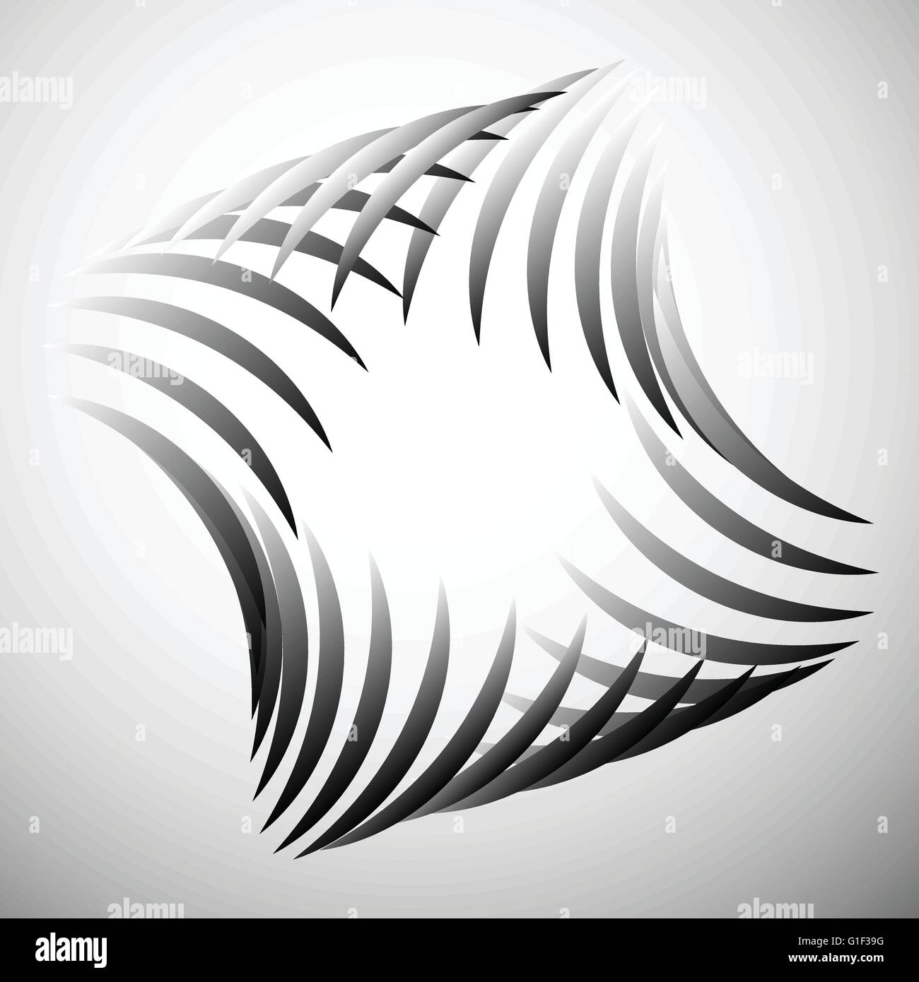 Abstract element with intersecting curved lines. Grayscale geometric abstract shape Stock Vector ...