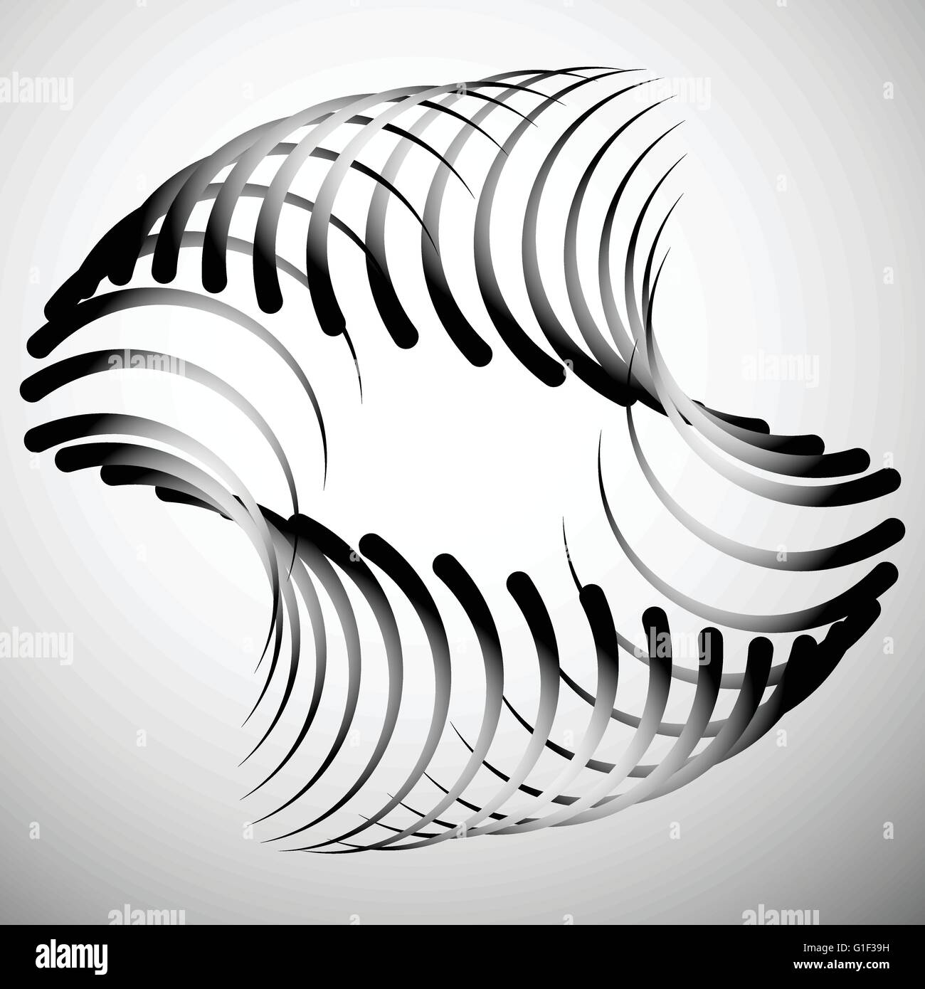 Abstract Element With Intersecting Curved Lines Grayscale Geometric Abstract Shape Stock Vector