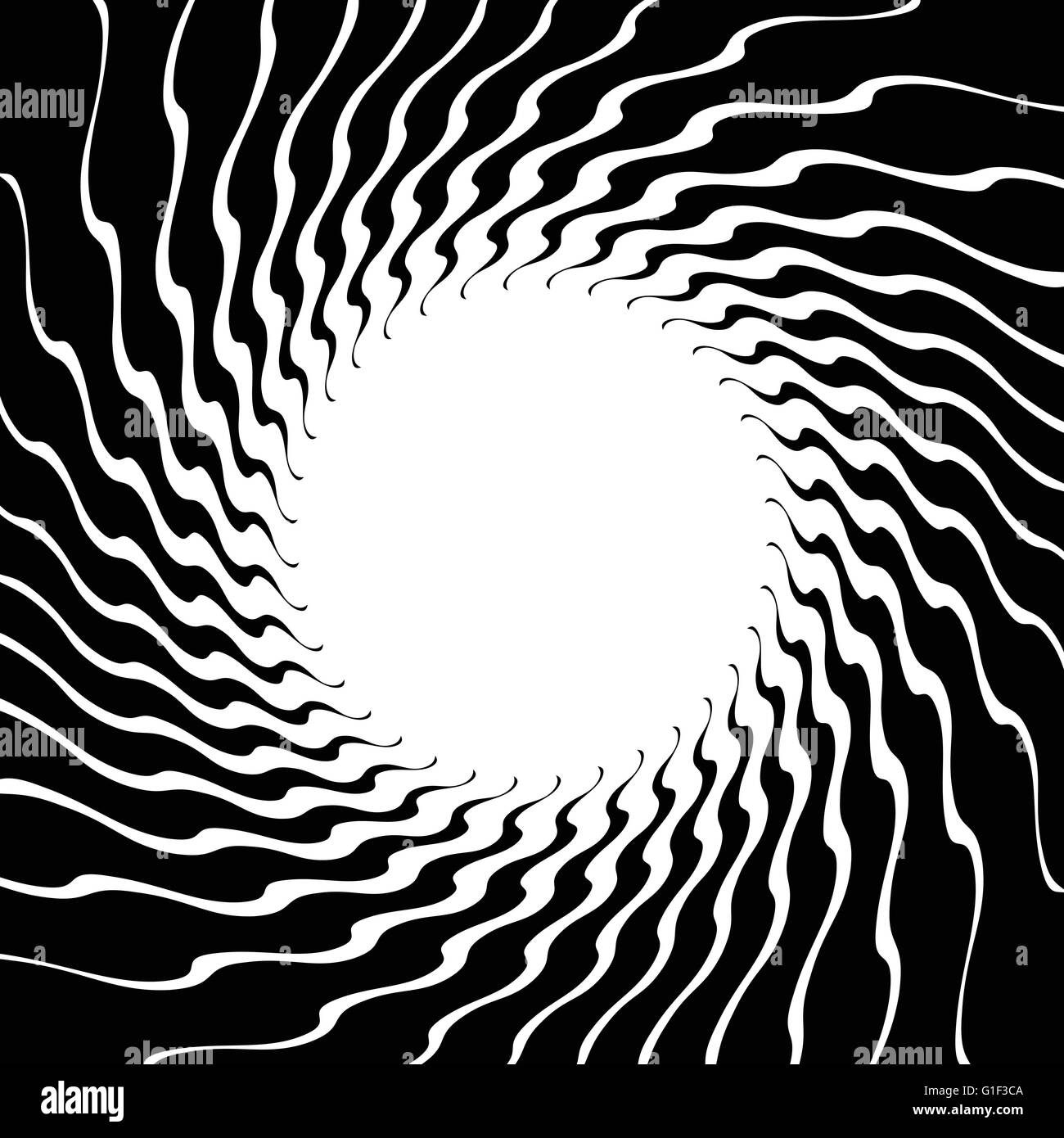 Distorted spirally bursting abstract shape with radiating spokes ...