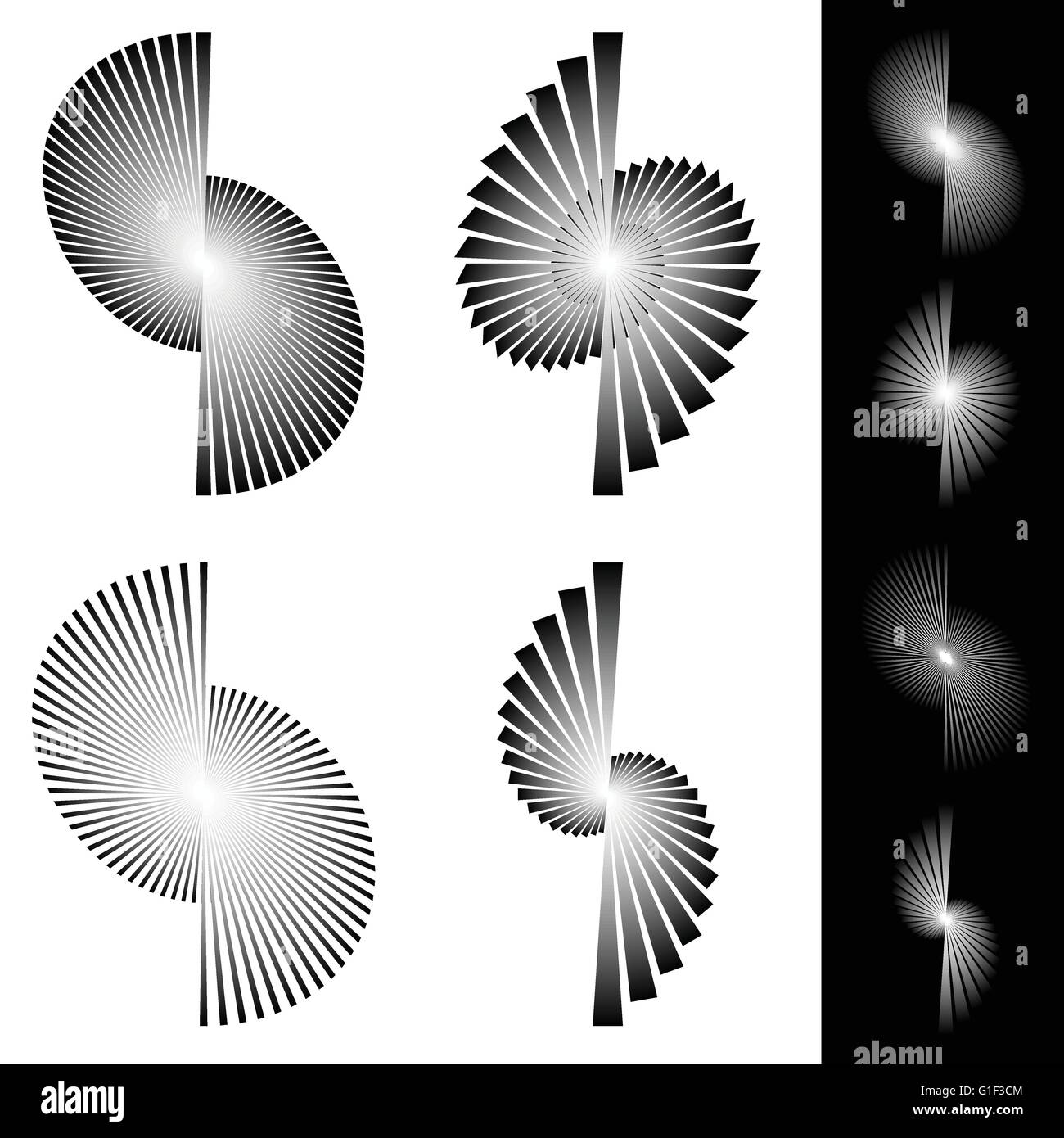 Radiating irregular beams, rays. Converging lines design elements Stock ...