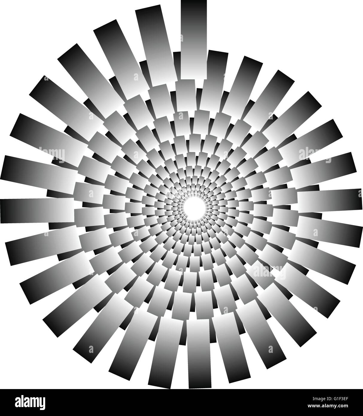 Spiral shape made of overlapping rectangles. Abstract monochrome volute ...