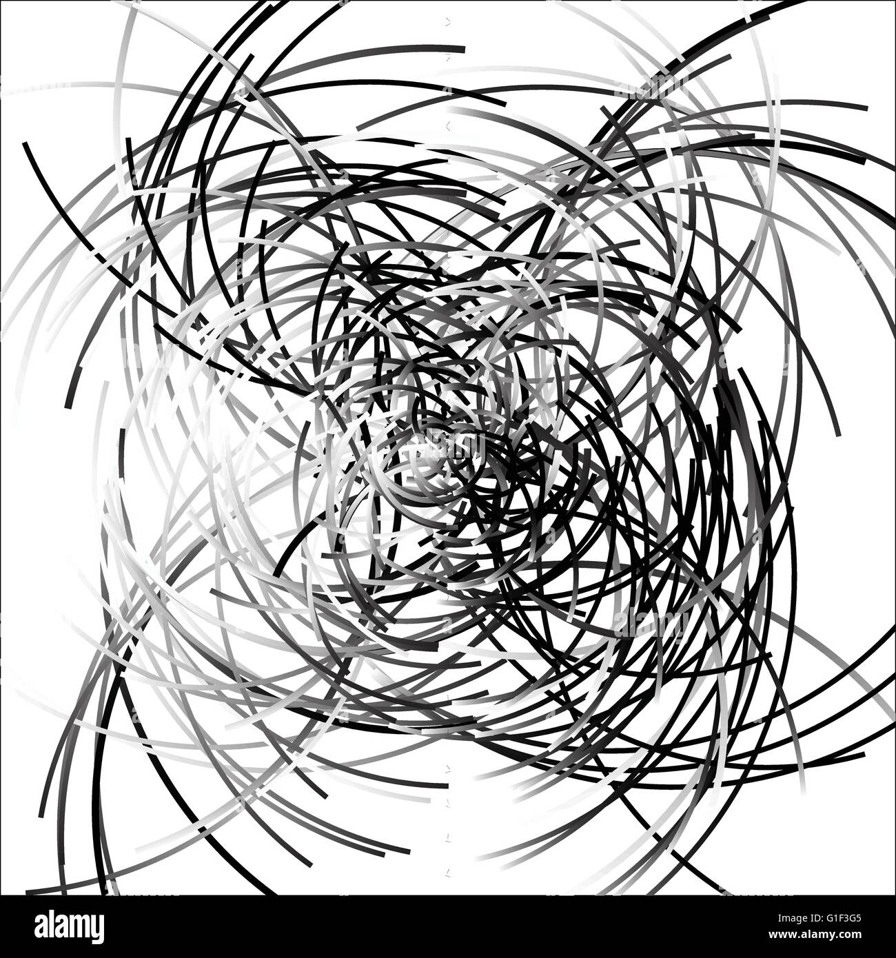 Scattered curved, curvy lines. Intersecting lines textures. Abstract grayscale artistic graphic ...