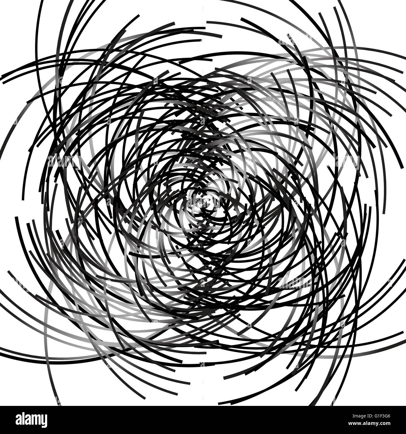 Scattered curved, curvy lines. Intersecting lines textures. Abstract grayscale artistic graphic ...