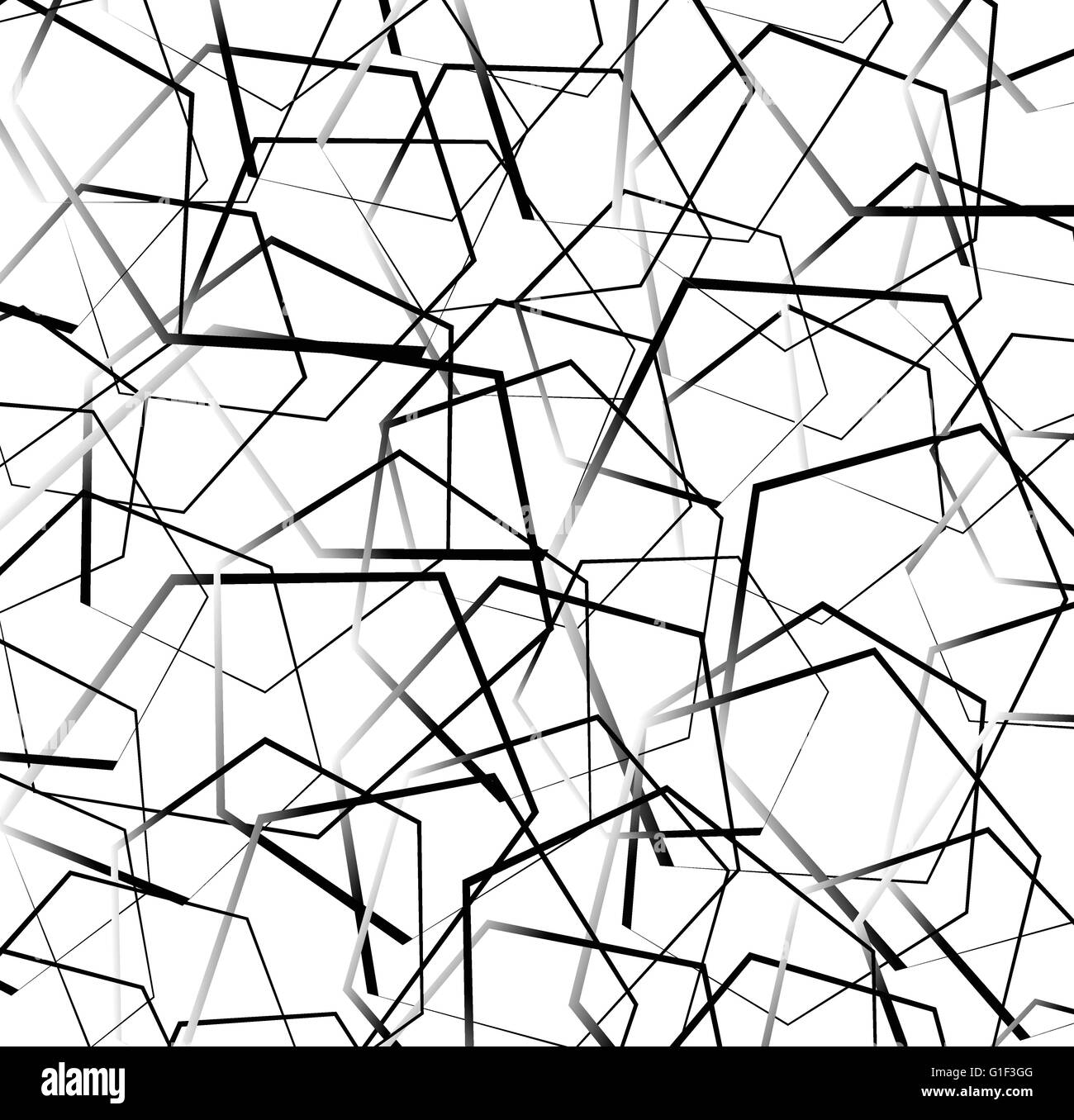 Random, scattered shapes geometric monochrome illustration / pattern ...