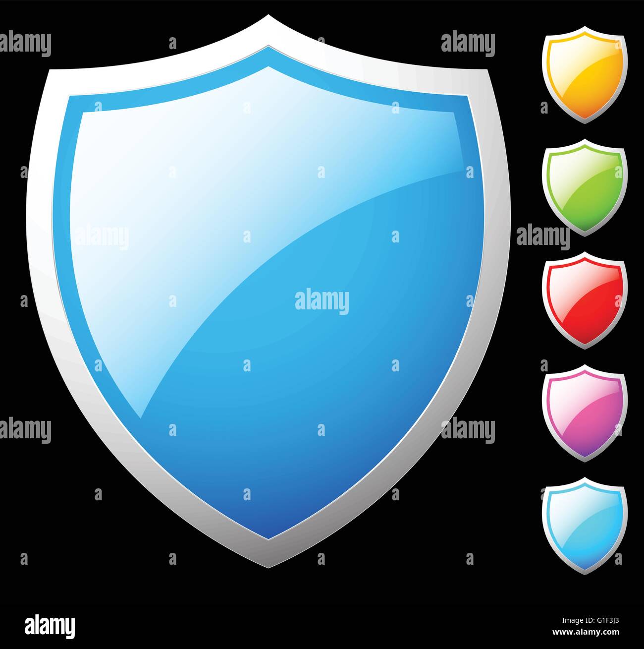 Set of shield shapes, icons in 6 colors Stock Vector Image & Art - Alamy