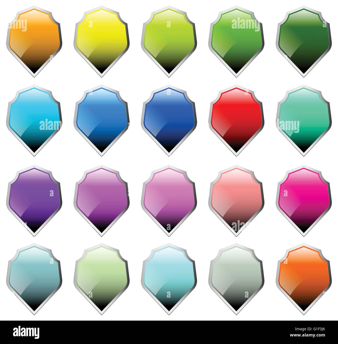 Set of 16 shield shapes with different colors Stock Vector Image & Art ...