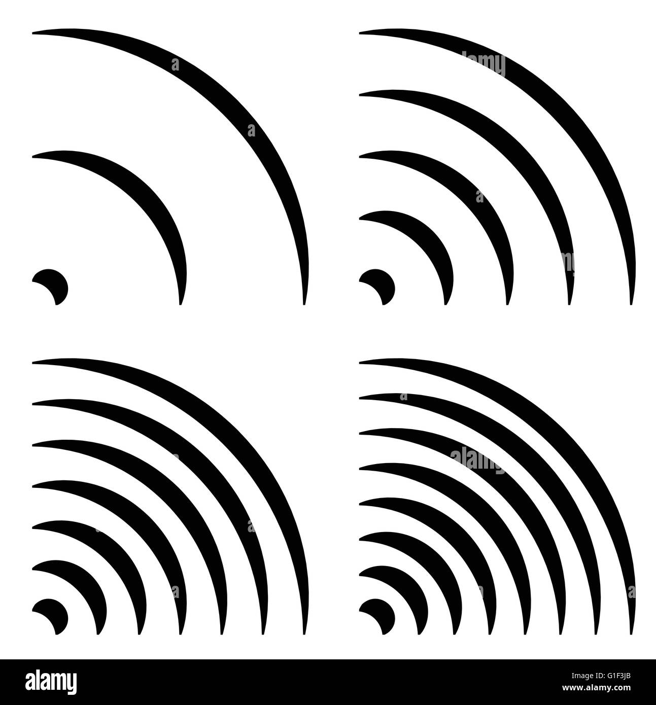 Signal shapes, generic quarter circles, bent lines with different ...