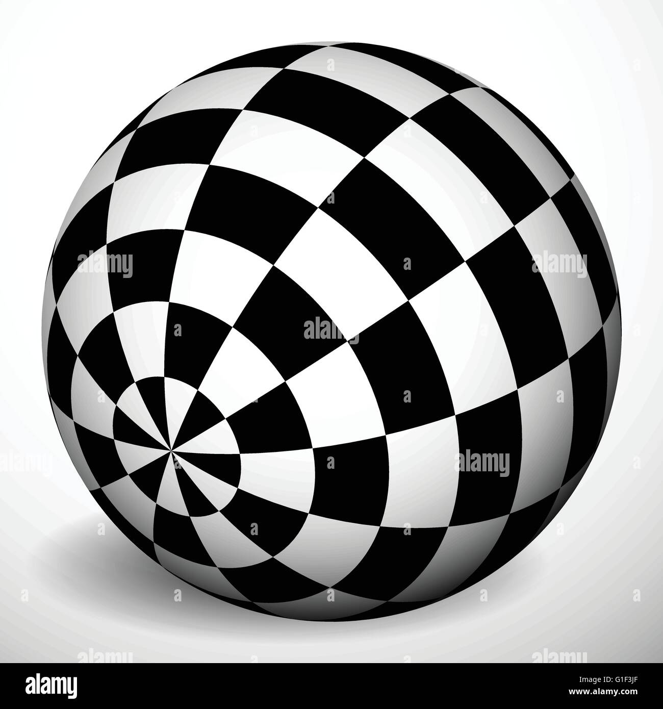 Checkered 3d sphere with shading and shadow. Orb, ball with squares ...