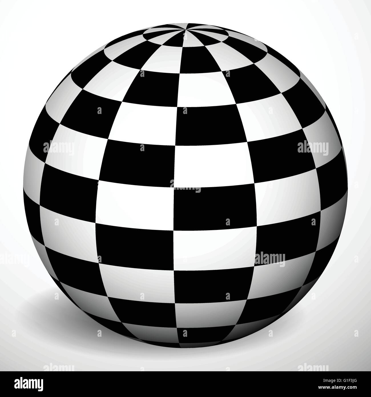 Checkered 3d sphere with shading and shadow. Orb, ball with squares ...