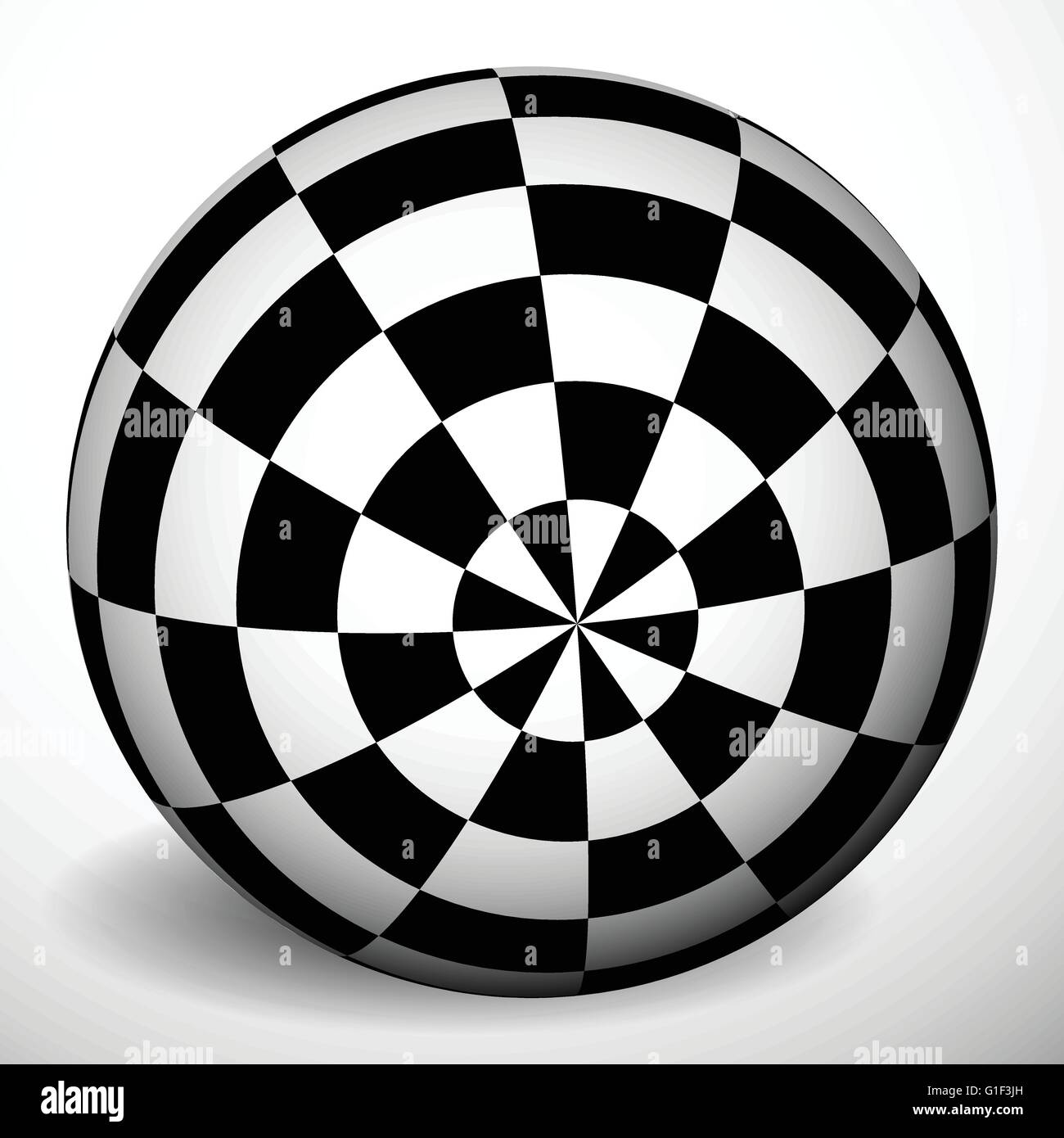 Checkered 3d sphere with shading and shadow. Orb, ball with squares ...