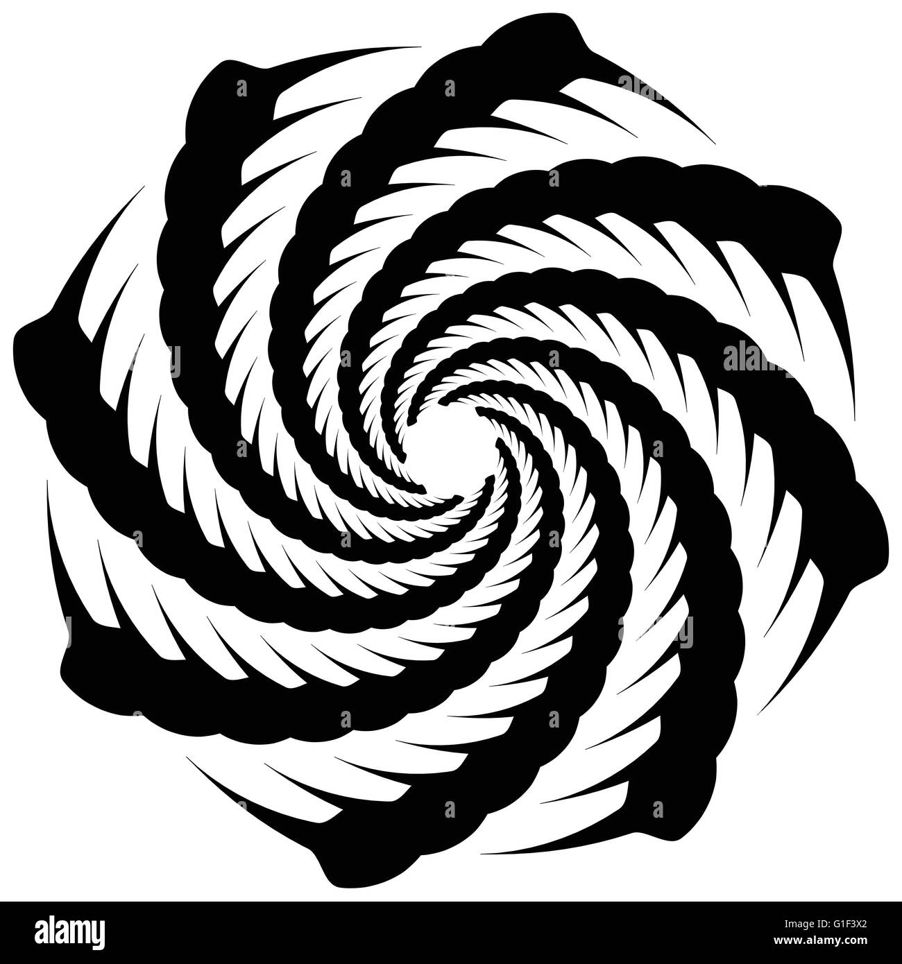 Circular, rotating spiral, vortex element, motif. Abstract geometric shape. Non-figural ...
