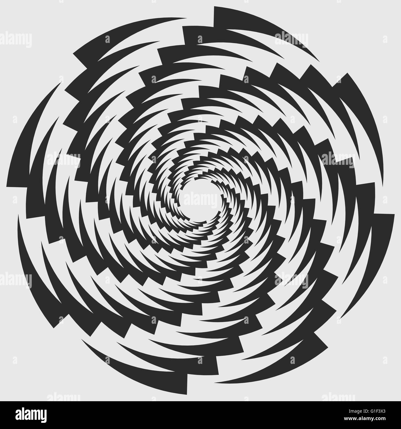 Circular, rotating spiral, vortex element, motif. Abstract geometric shape. Non-figural ...