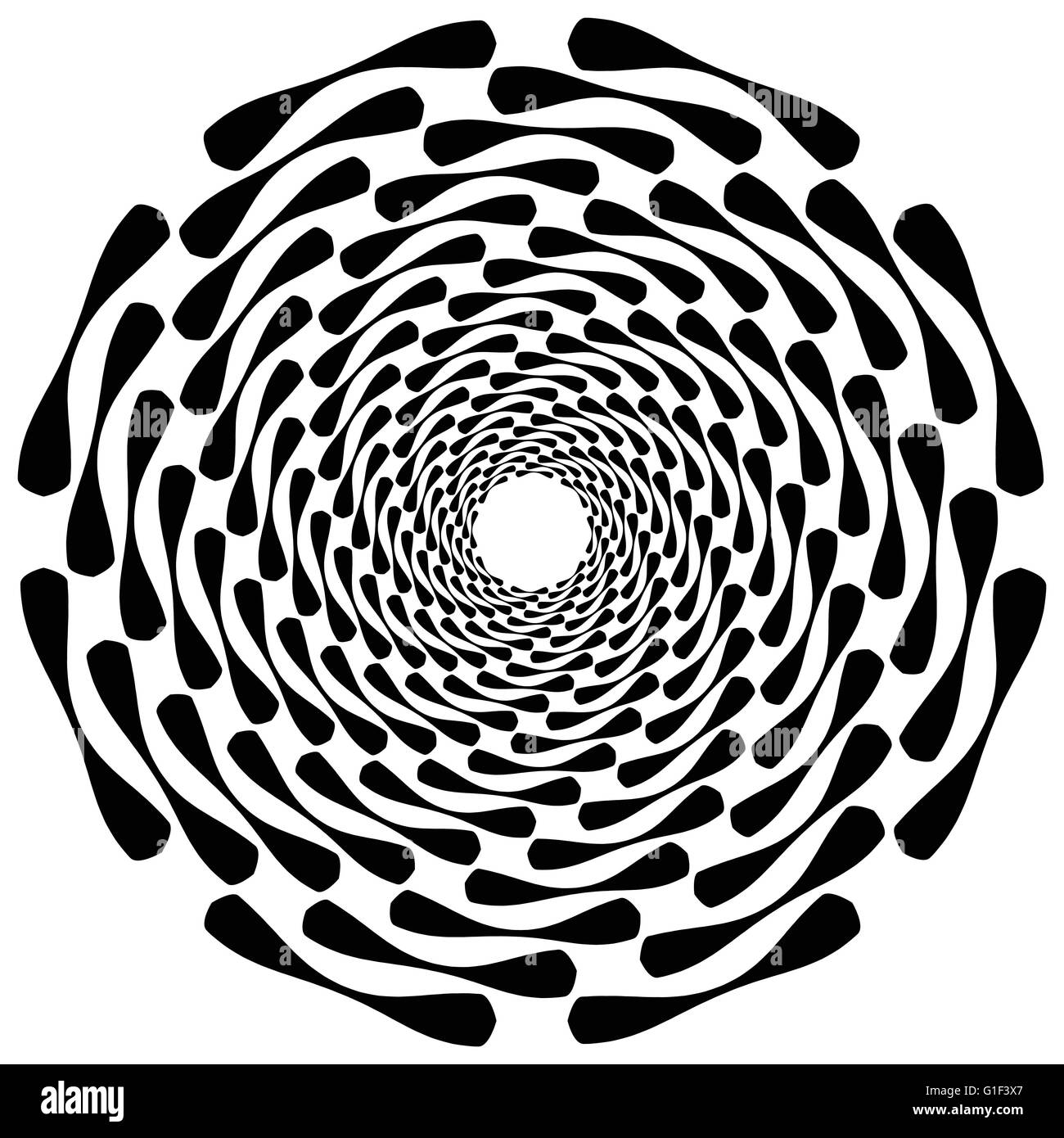 Circular, rotating spiral, vortex element, motif. Abstract geometric shape. Non-figural ...