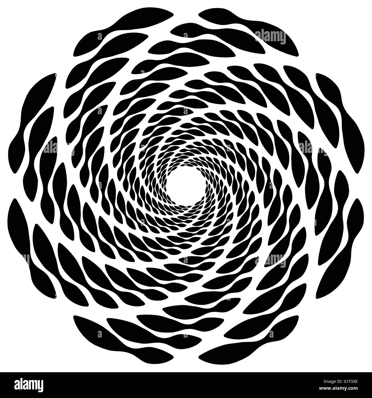 Circular Rotating Spiral Vortex Element Motif Abstract Geometric Shape Non Figural