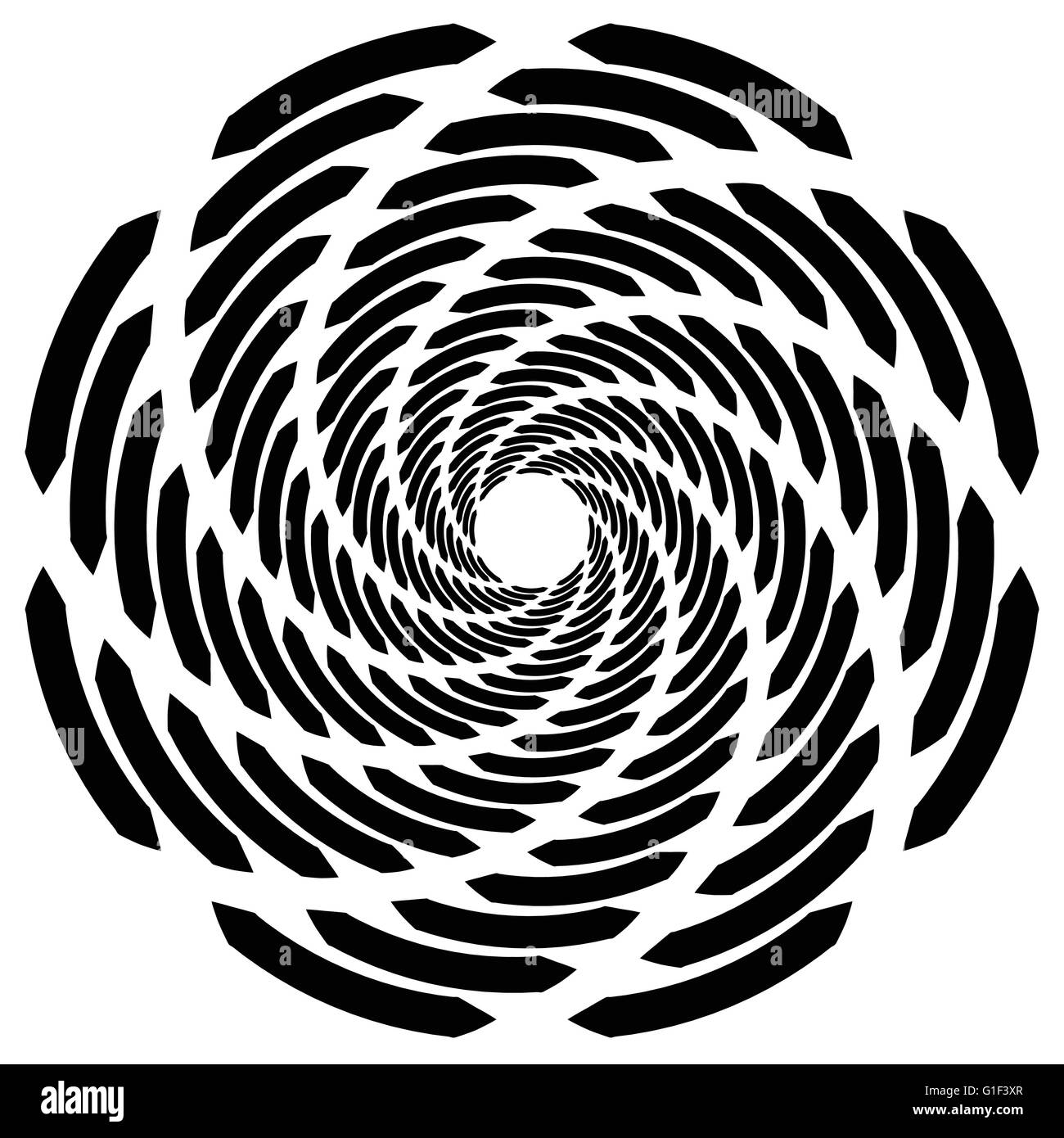 Circular, rotating spiral, vortex element, motif. Abstract geometric ...