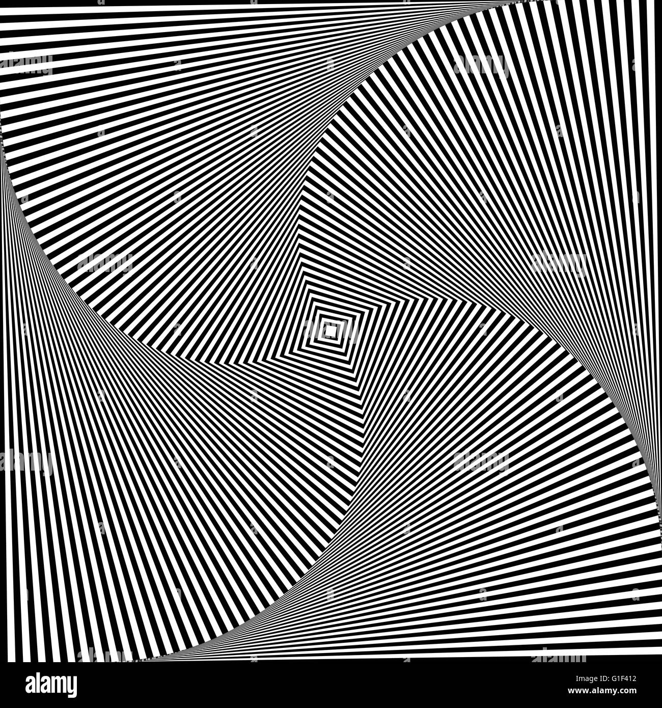 Abstract spirally, inward rotating square. Vortex, spiral geometric ...