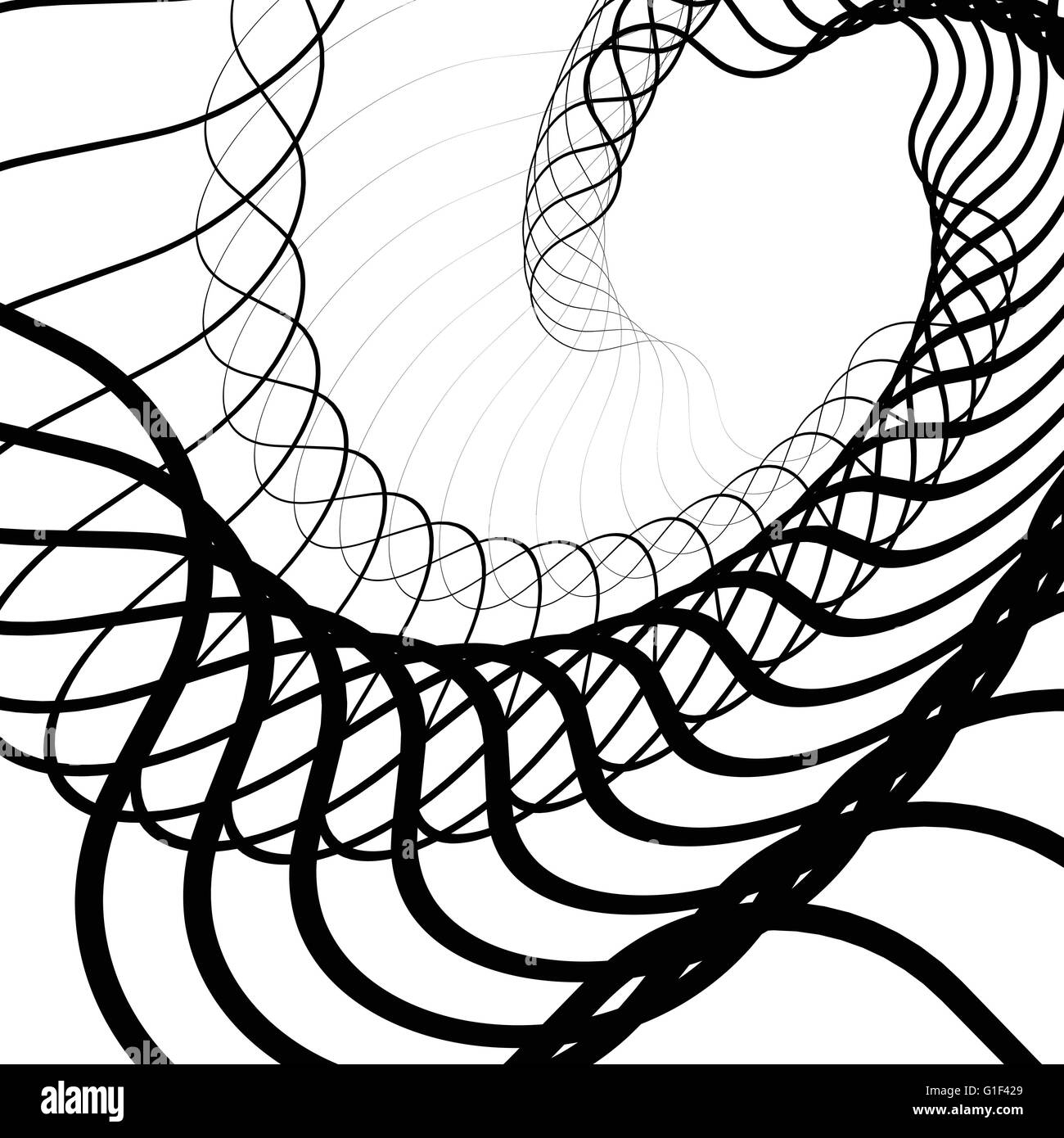 Abstract random squiggly, spirally lines. Swirling, rotating lines ...
