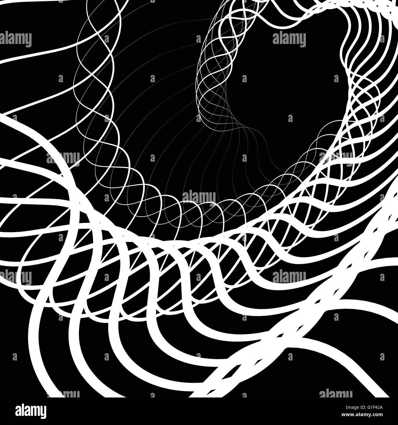 Abstract Random Squiggly Spirally Lines Swirling Rotating Lines