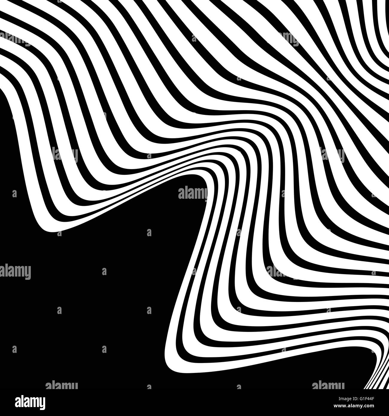 Wavy, waving lines. Lines, stripes with distortion effect. Abstract ...