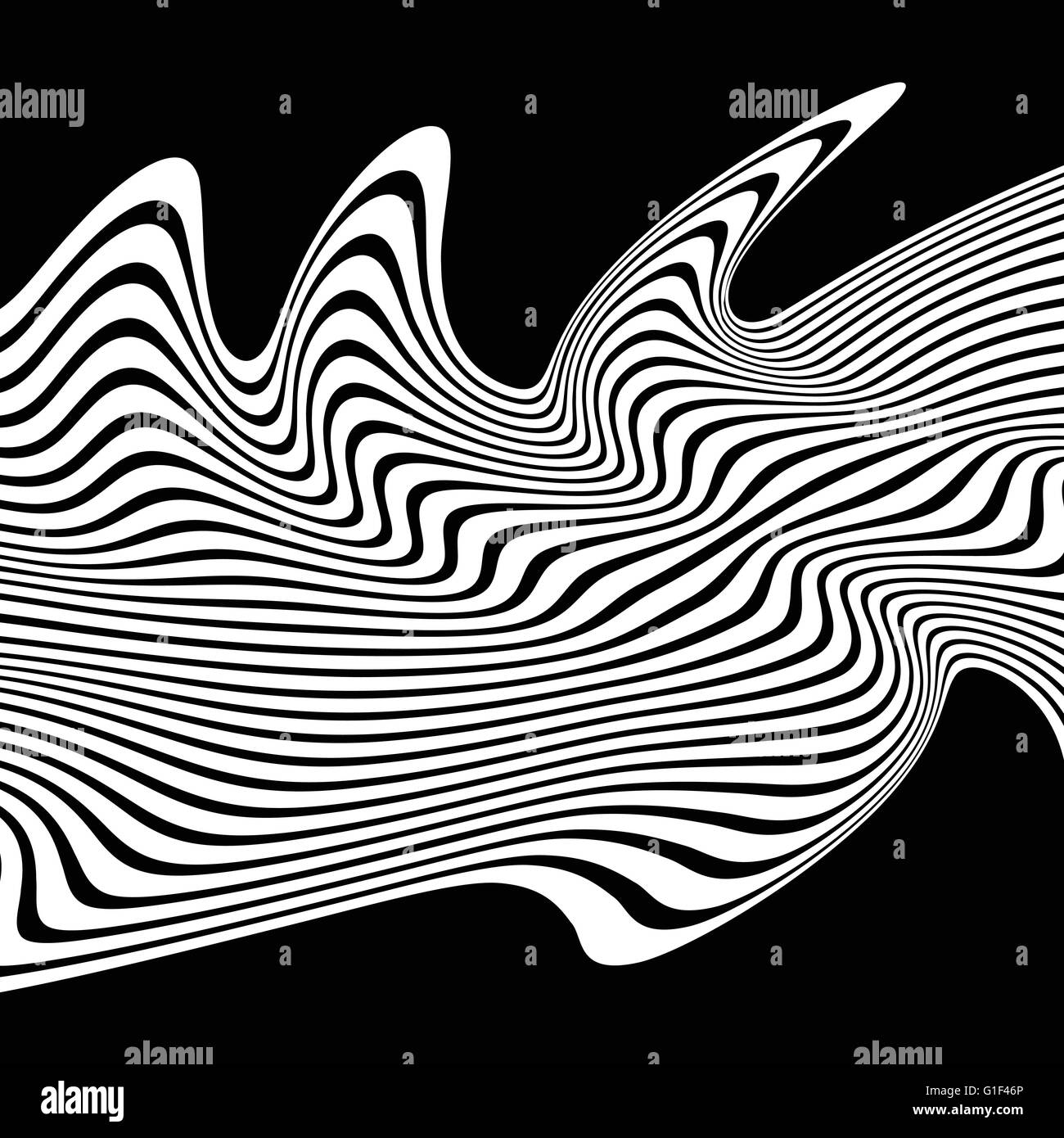 Wavy, waving lines. Lines, stripes with distortion effect. Abstract ...