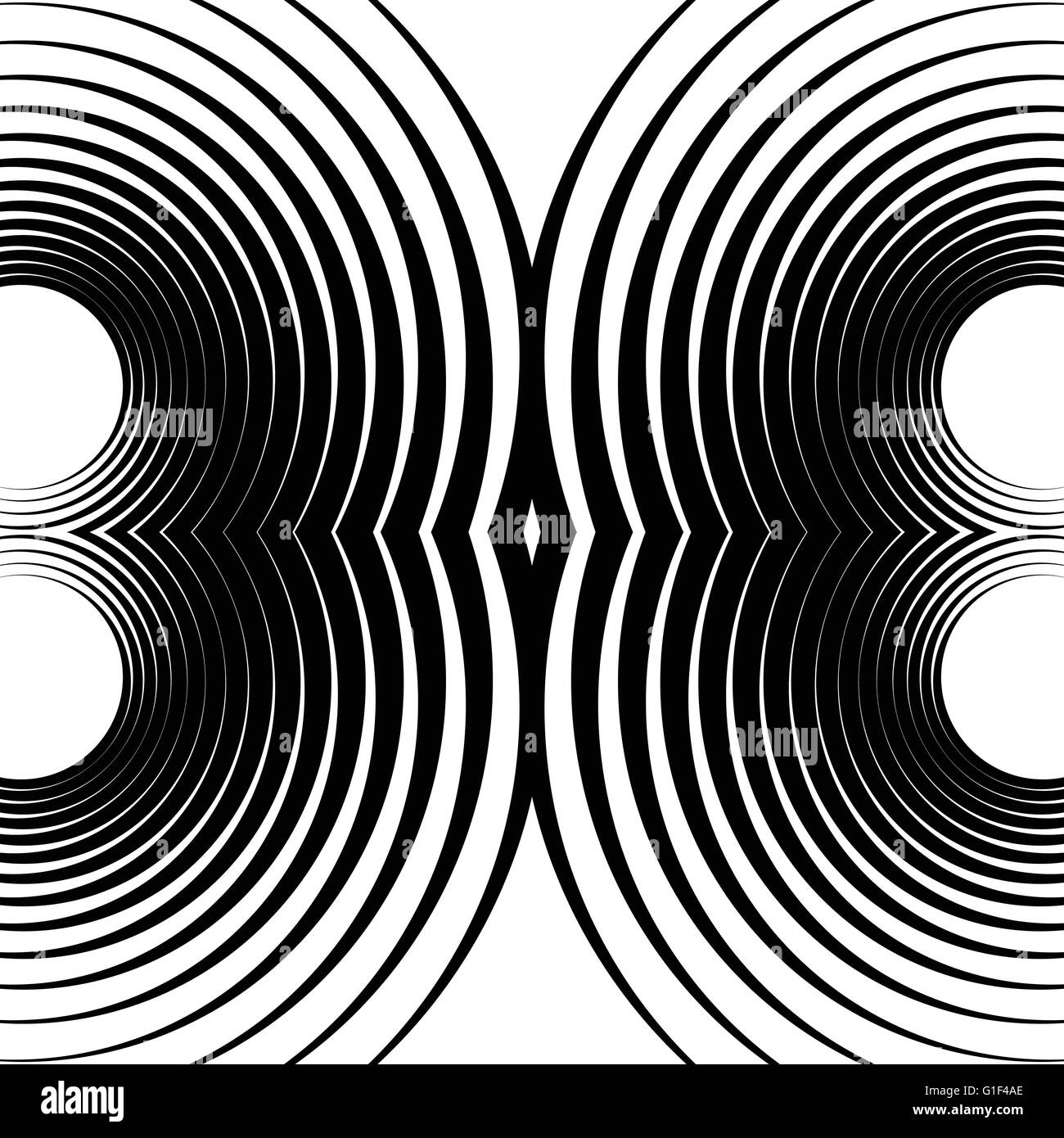 Symmetrical Repeatable Pattern With Concentric Circles Rings Circular Geometric Pattern Black