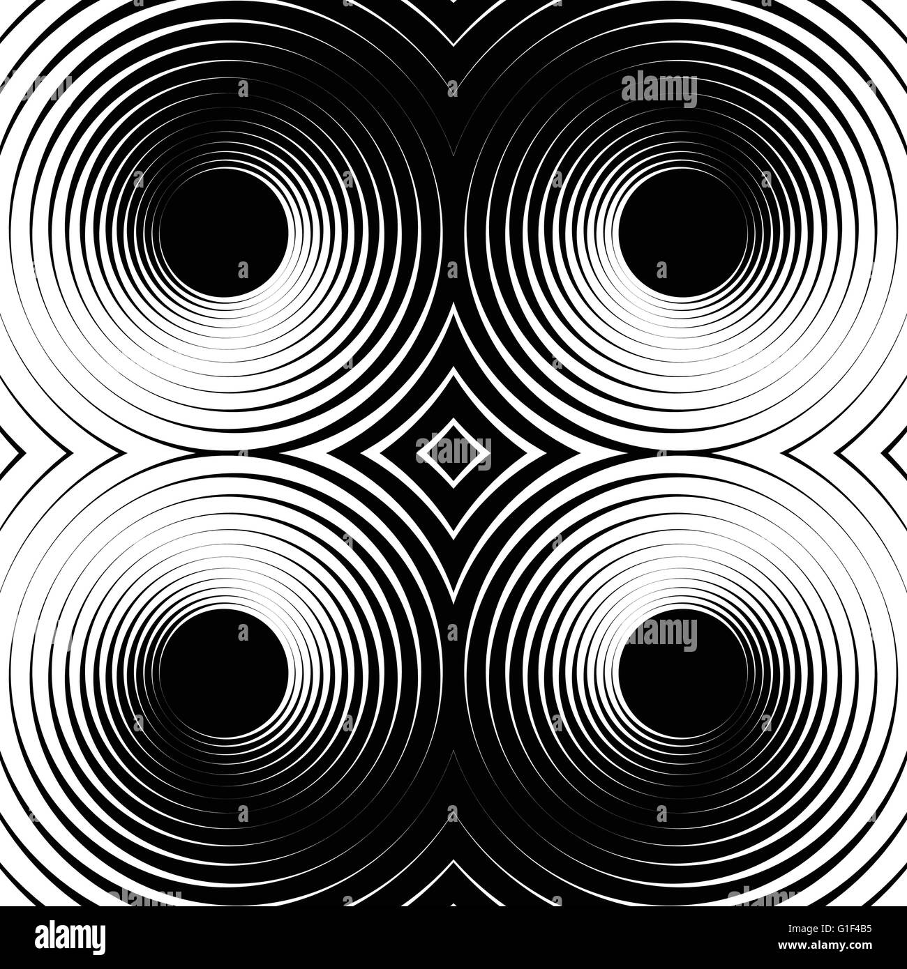 Symmetrical repeatable pattern with concentric circles, rings. Circular ...