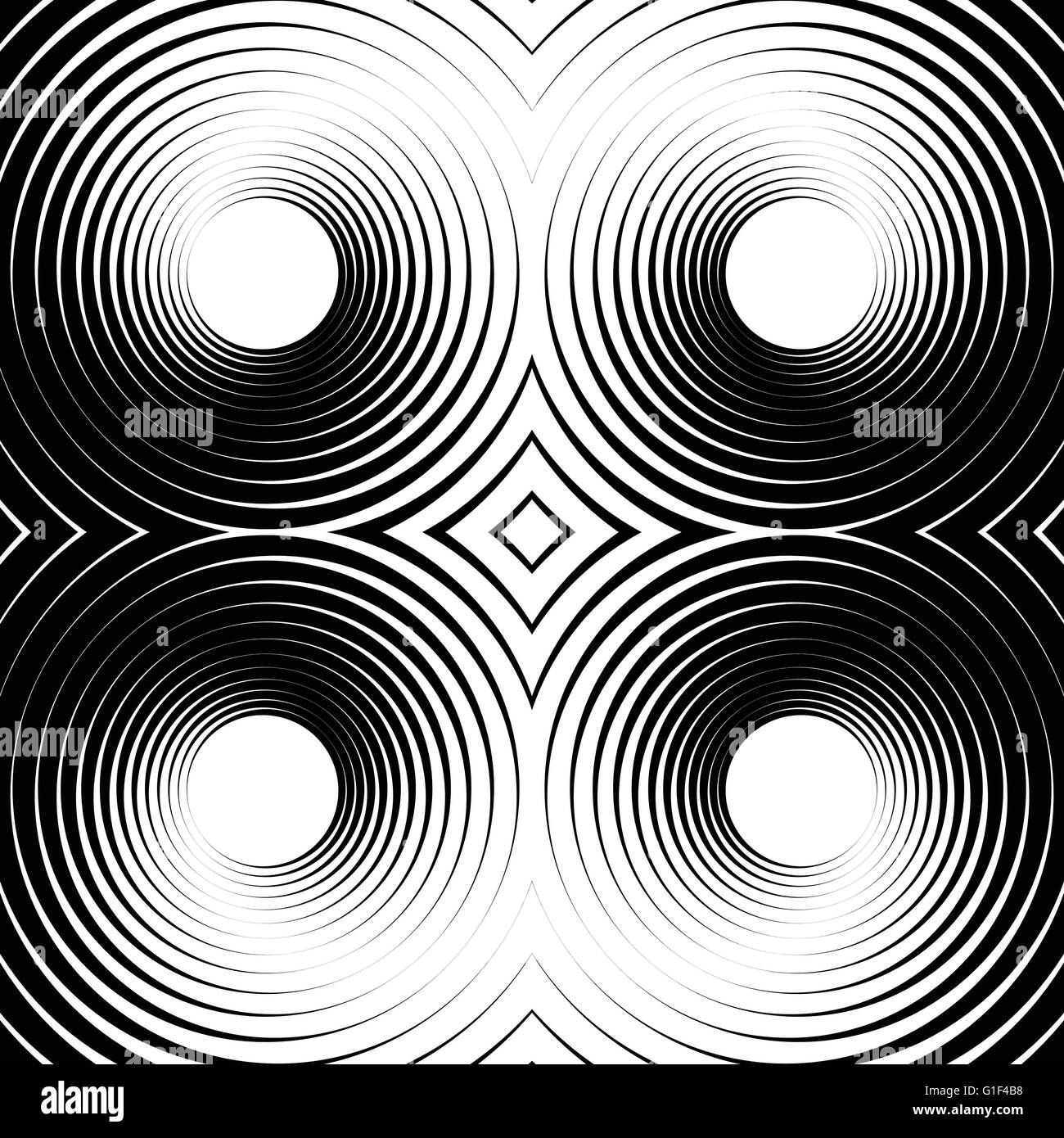 Symmetrical repeatable pattern with concentric circles, rings. Circular ...
