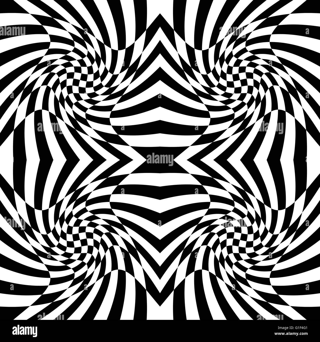 Mirrored chequered pattern with distortion effect. Symmetric pattern ...
