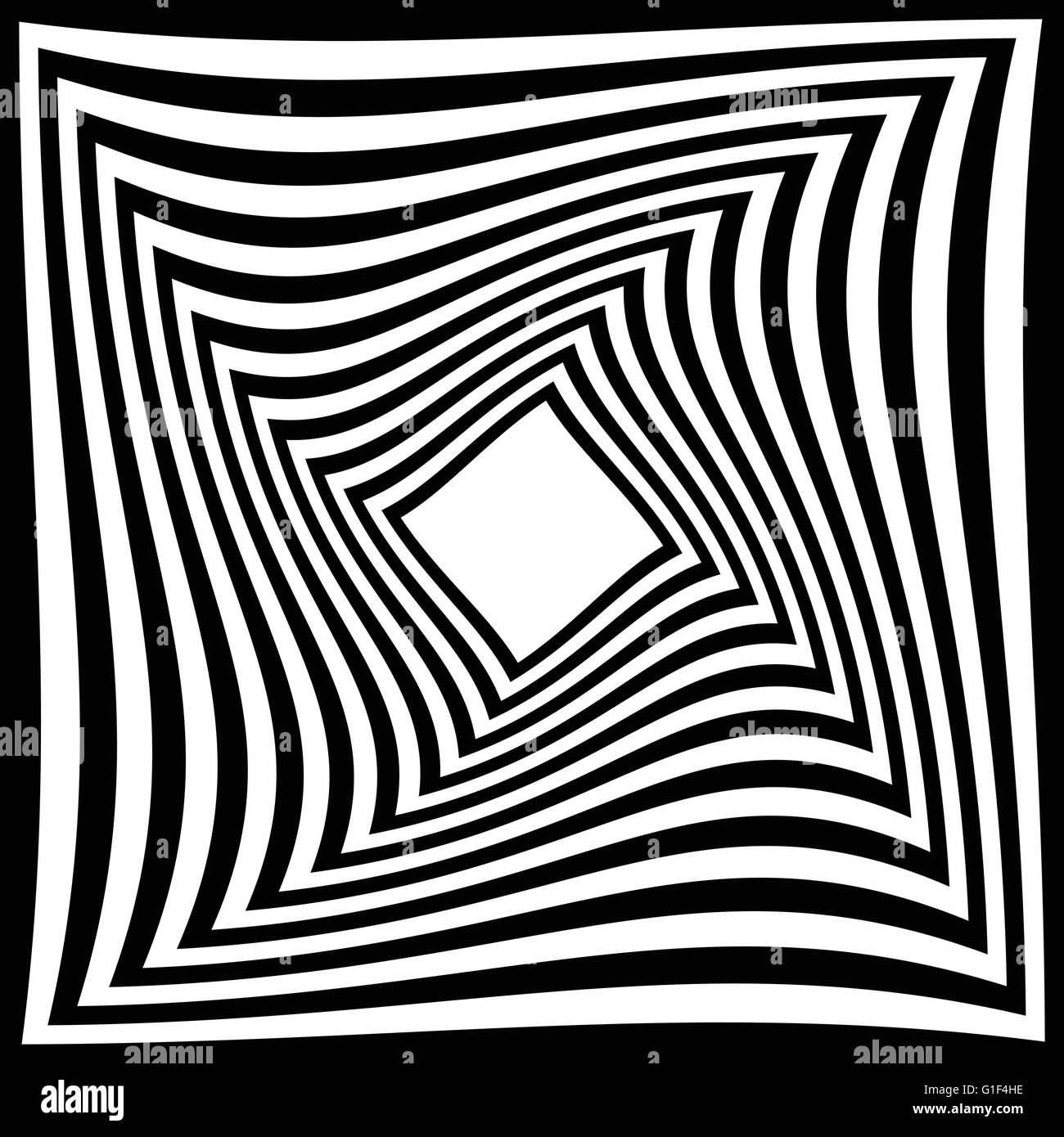 Spirally radiating squares abstract monochrome pattern. Radiating ...