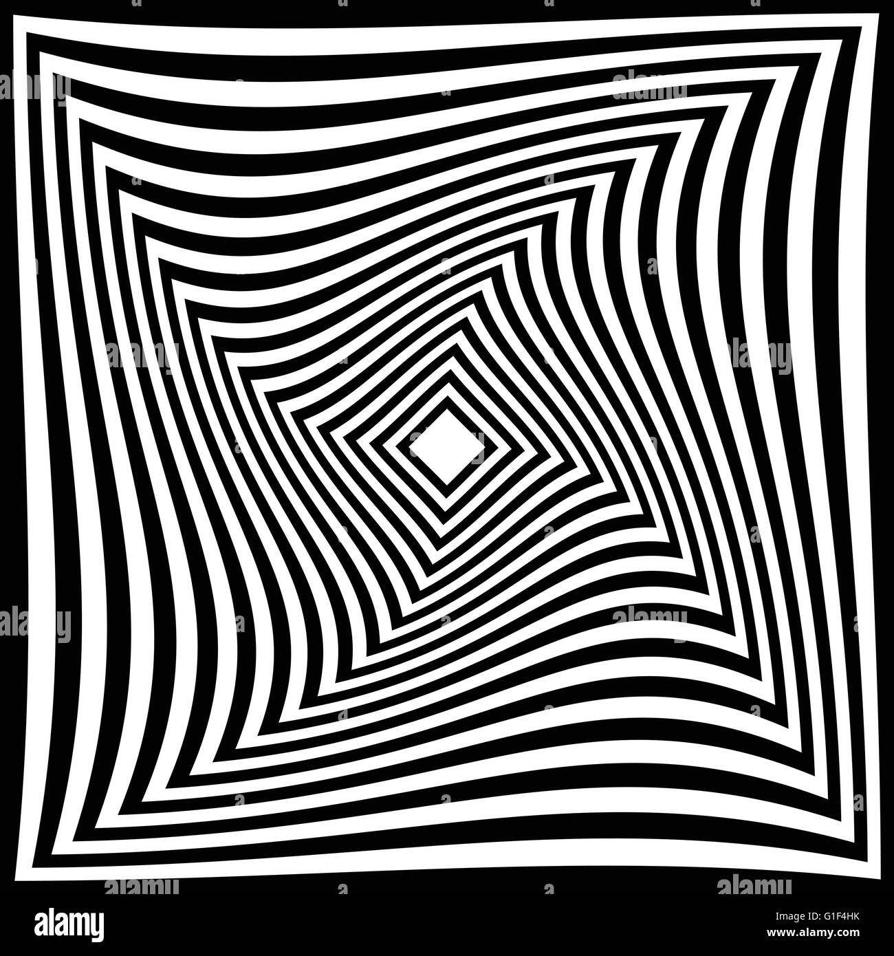 Spirally radiating squares abstract monochrome pattern. Radiating ...