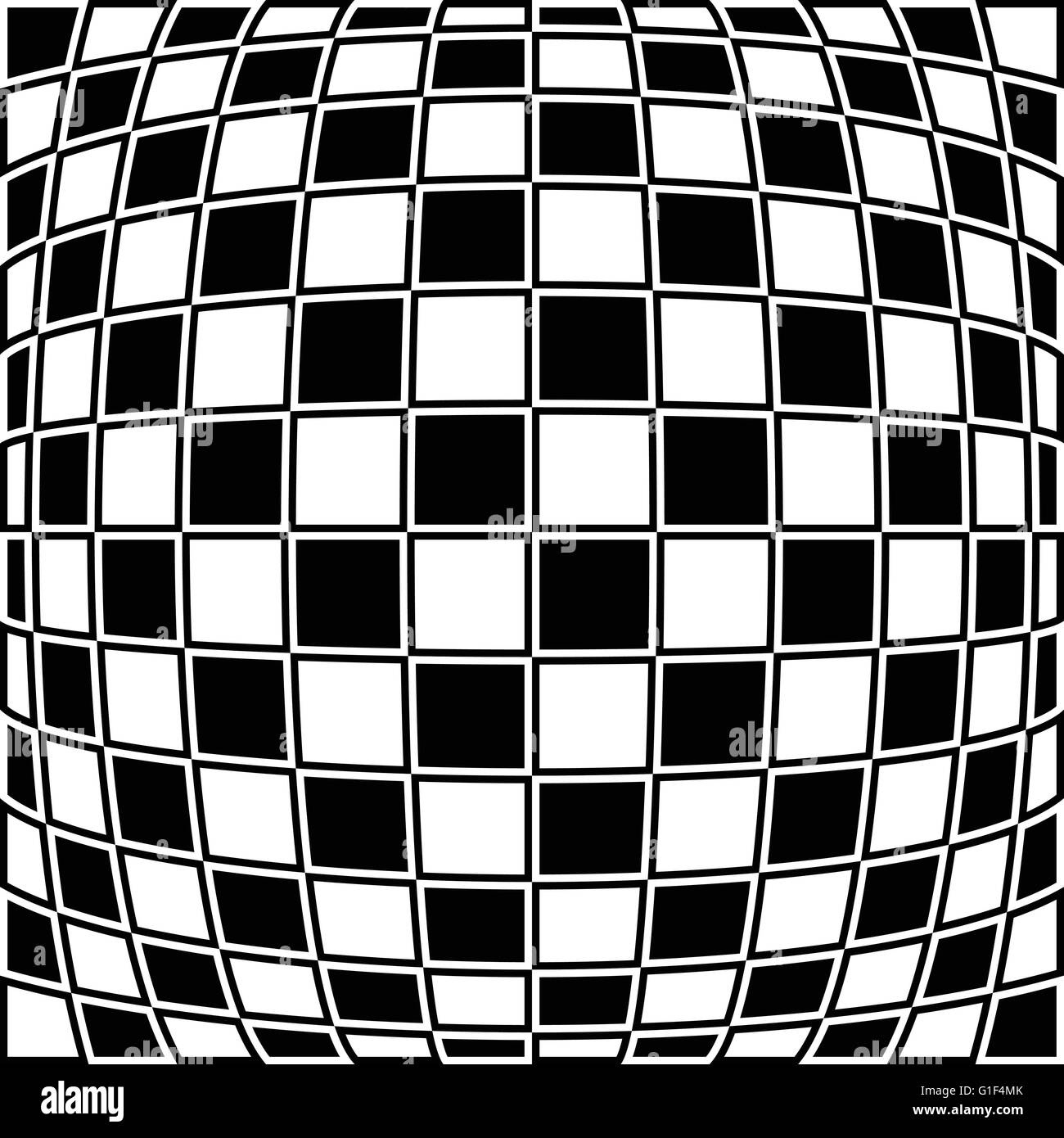 Checkered Pattern With Distortion Effect Opposite Color Border On