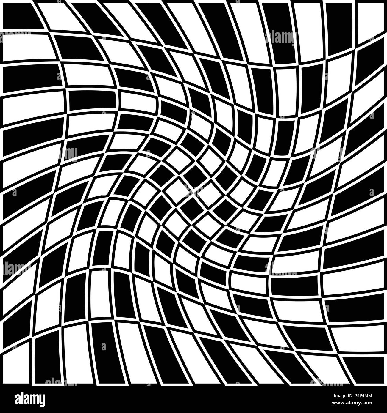 Checkered Pattern With Distortion Effect Opposite Color Border On