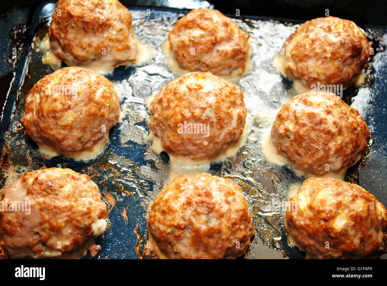 Baked Meatballs in a Pan Stock Photo - Alamy