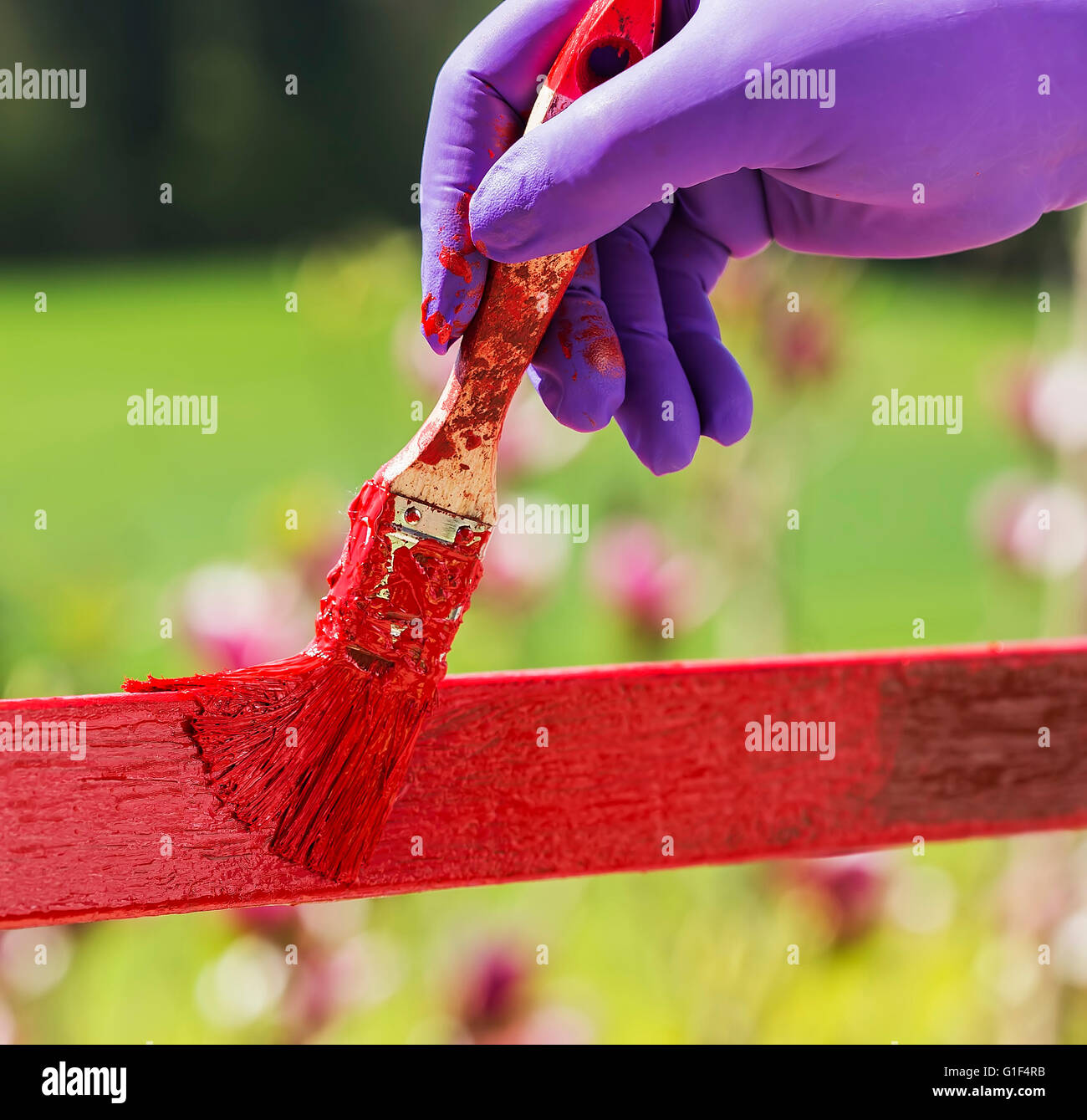 Purple paint fence hi-res stock photography and images - Alamy