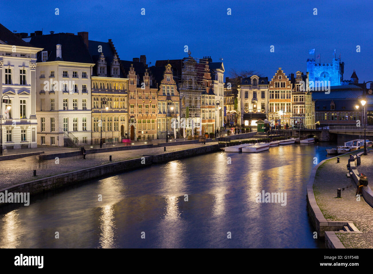 Buildings along the Leie river in the city of Ghent in Belgium Stock ...