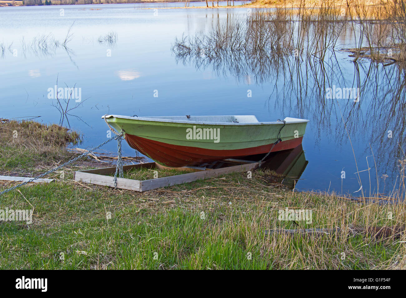 Boat on the bank Stock Photo - Alamy