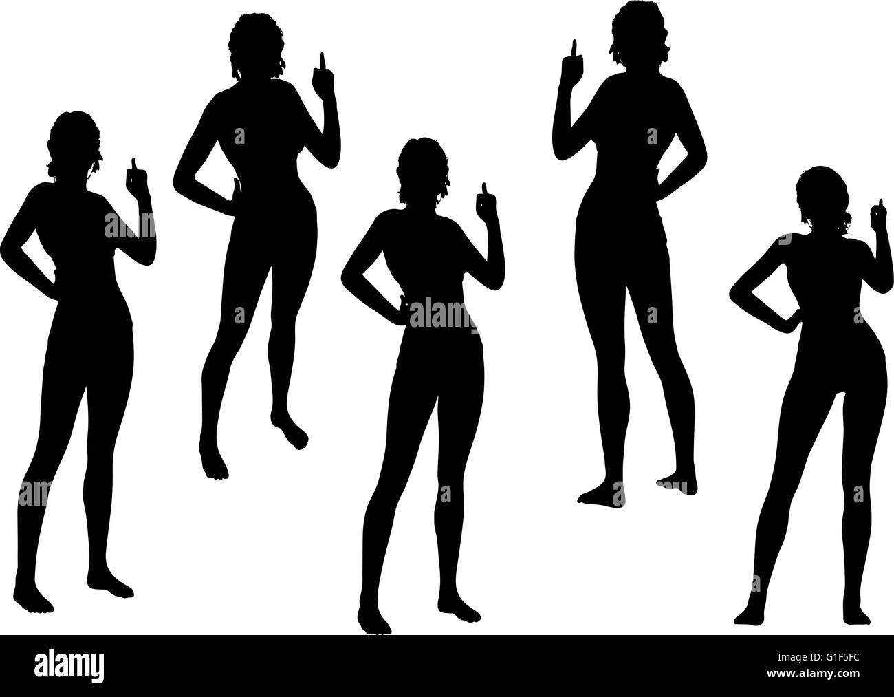 Vector Image - woman silhouette with hand gesture finger pointing ...