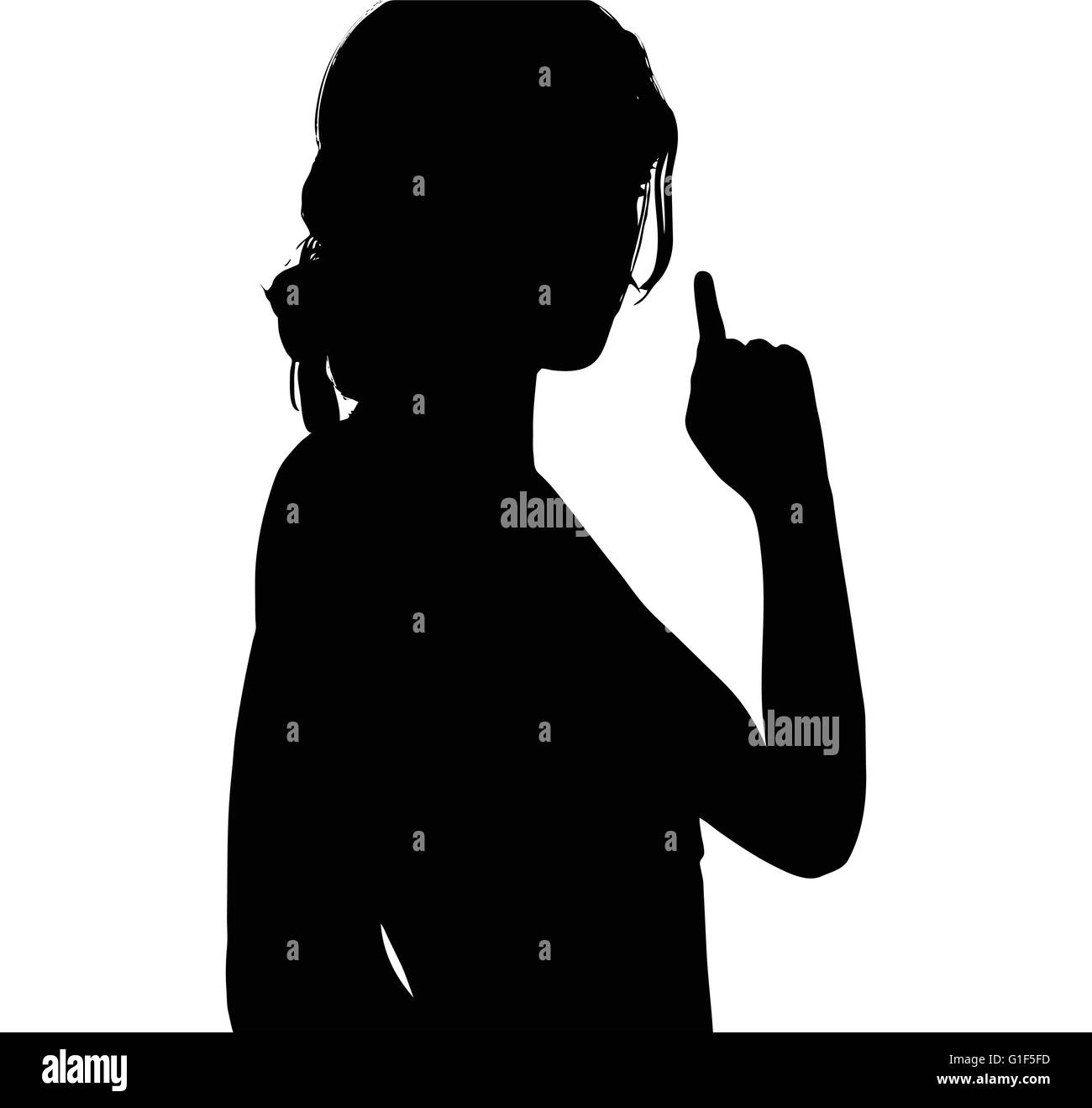 Vector Image - woman silhouette with hand gesture finger pointing ...