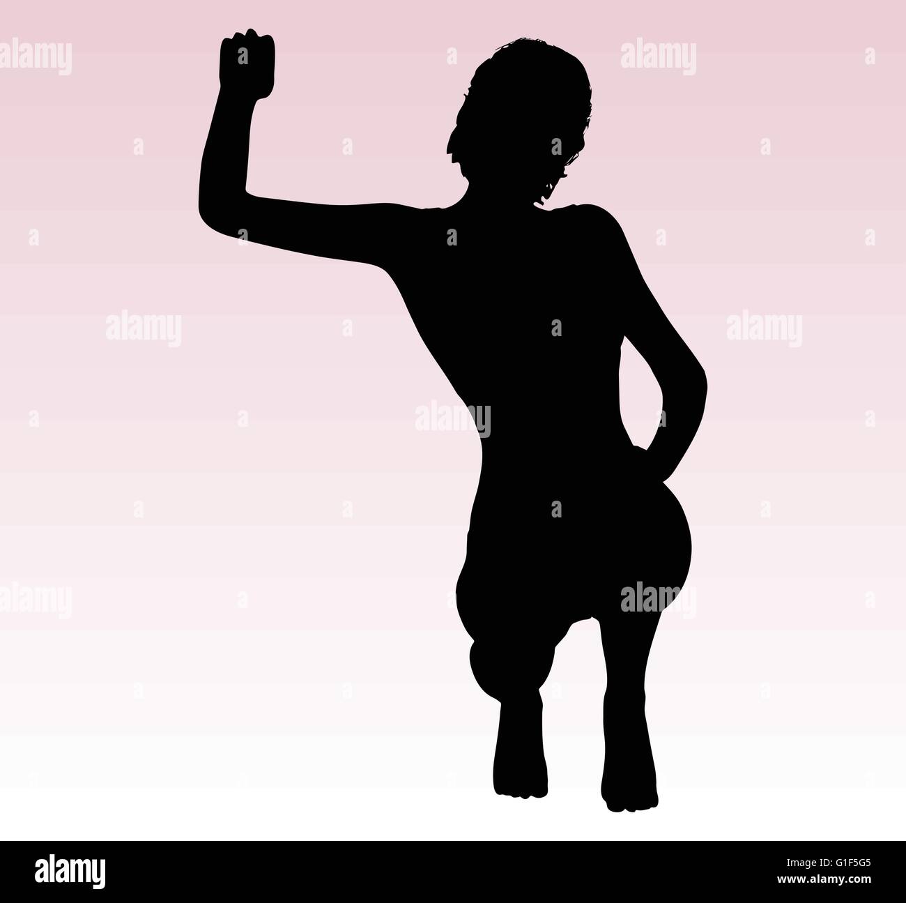 Vector Image - woman silhouette with hand gesture triumph sign Stock ...