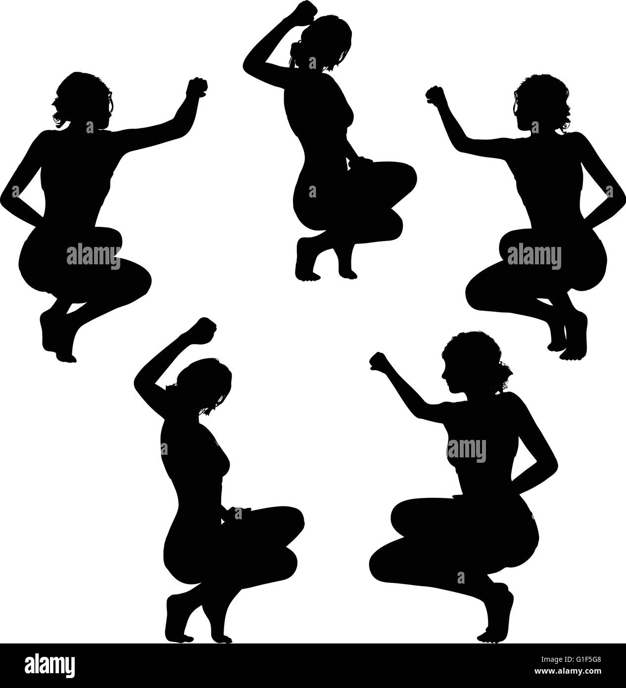 Vector Image - woman silhouette with hand gesture triumph sign Stock ...