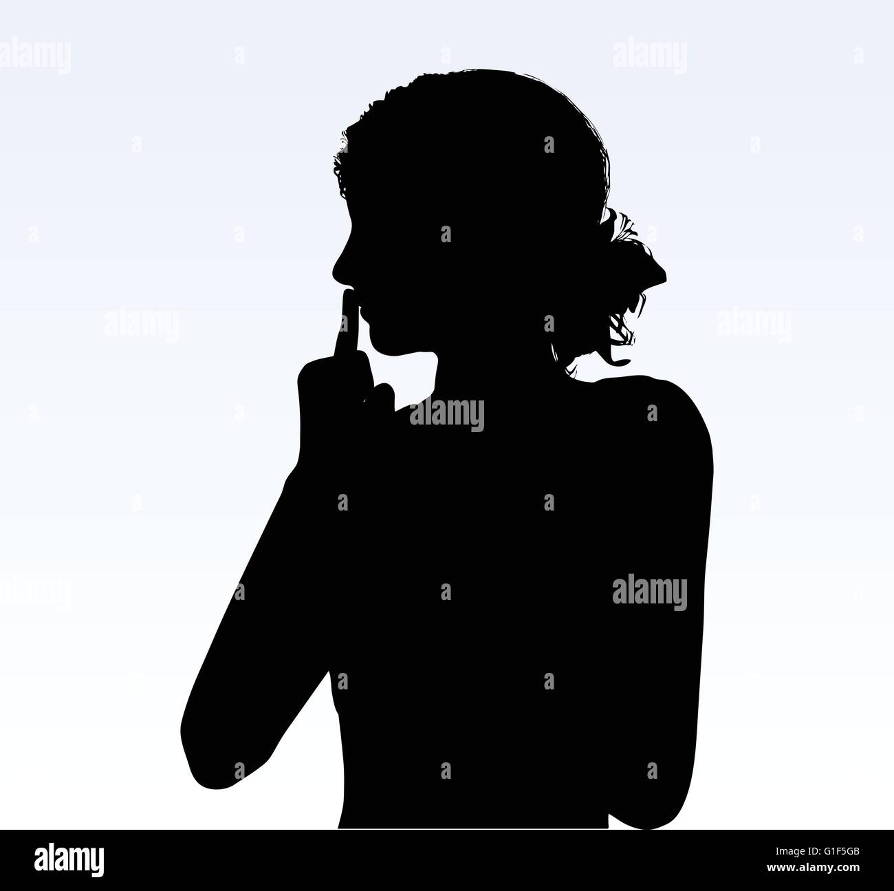 Vector Image - woman silhouette with hand gesture hush Stock Vector ...