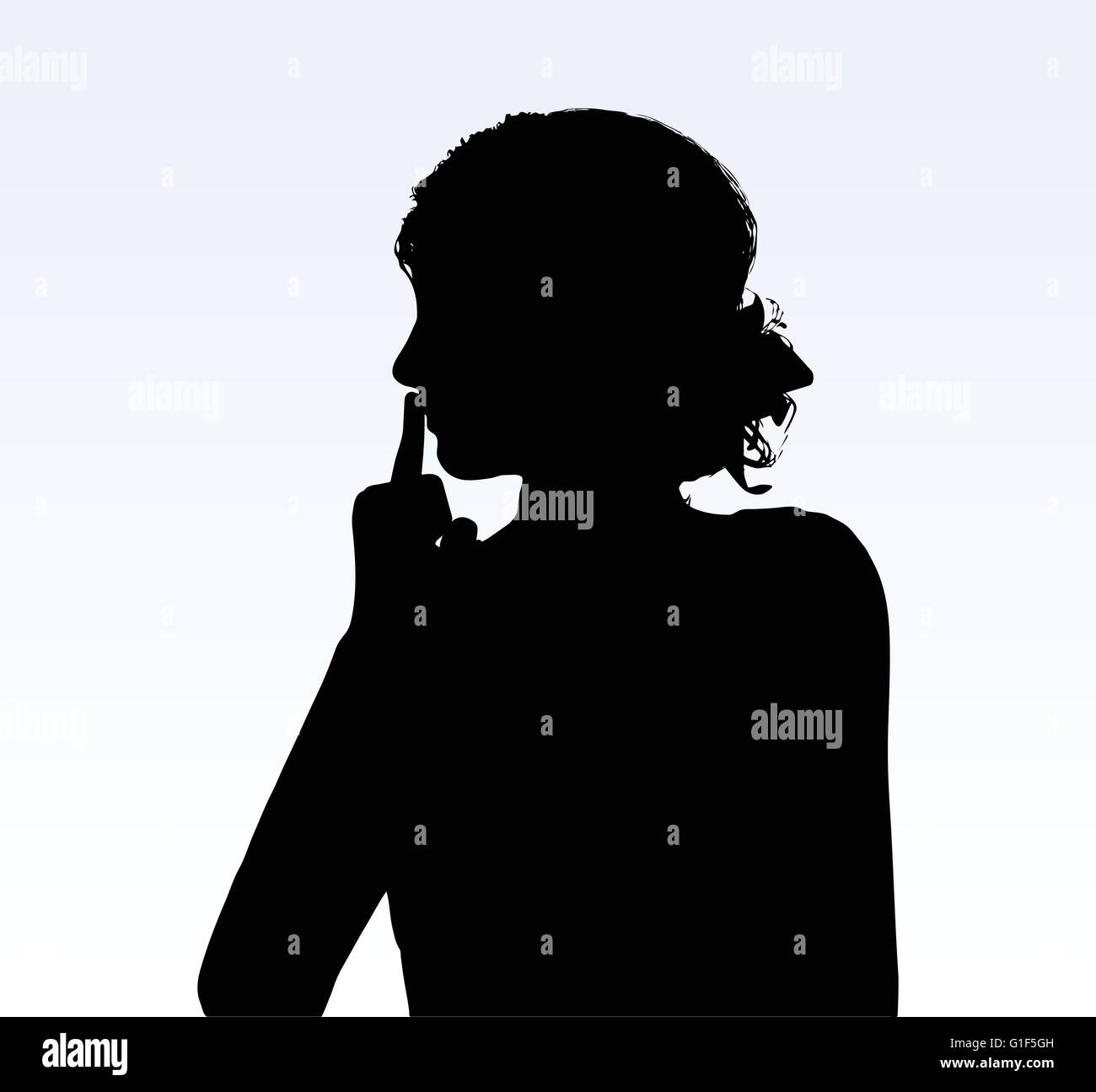 Vector Image - woman silhouette with hand gesture hush Stock Vector ...