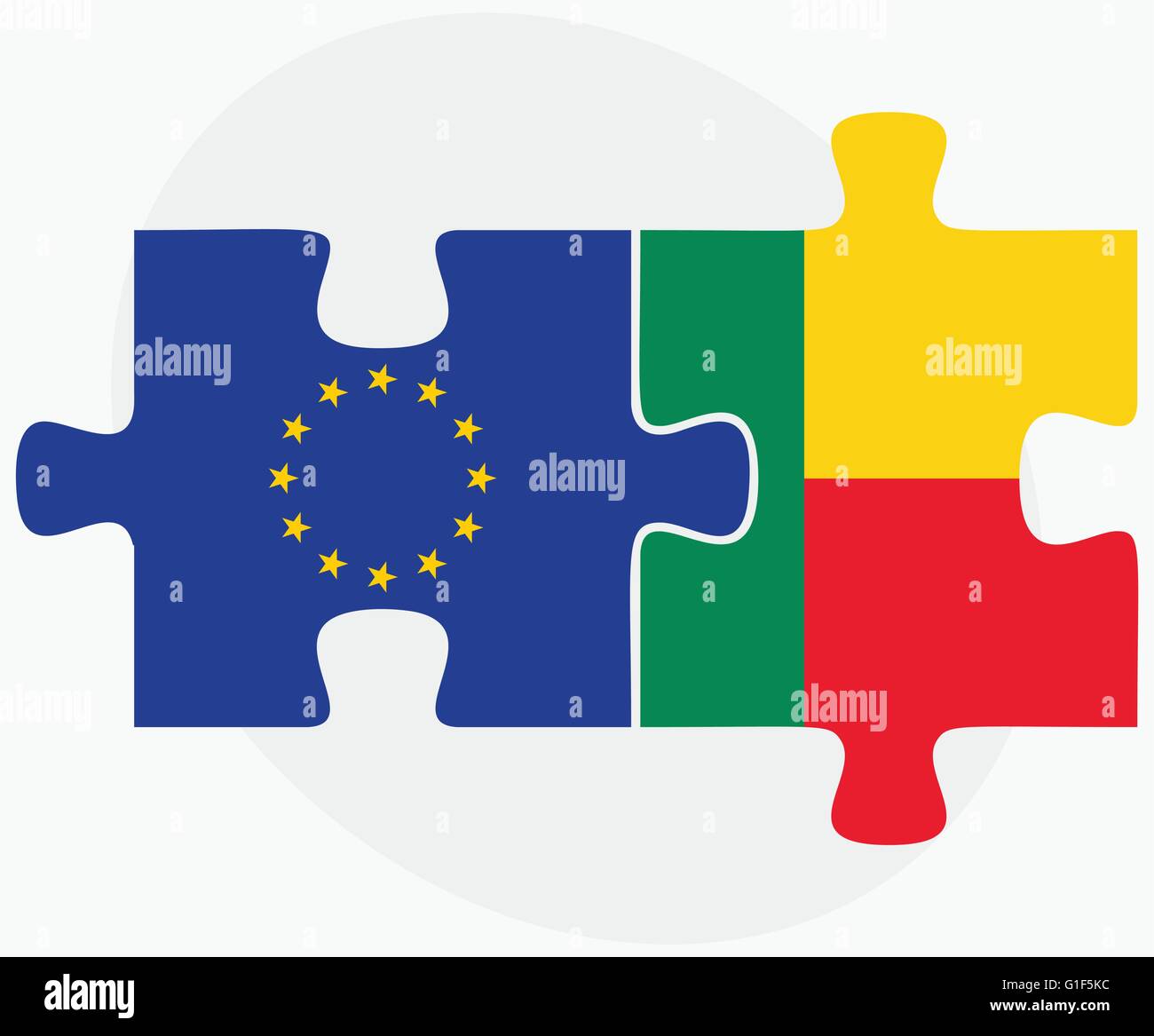 Vector Image - European Union and Benin Flags in puzzle isolated on ...