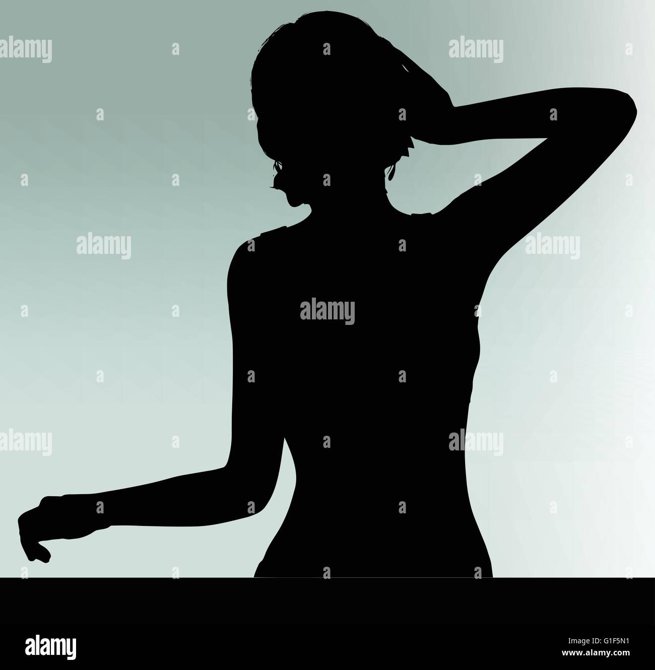 Vector Image - woman silhouette with hand gesture listen Stock Vector ...