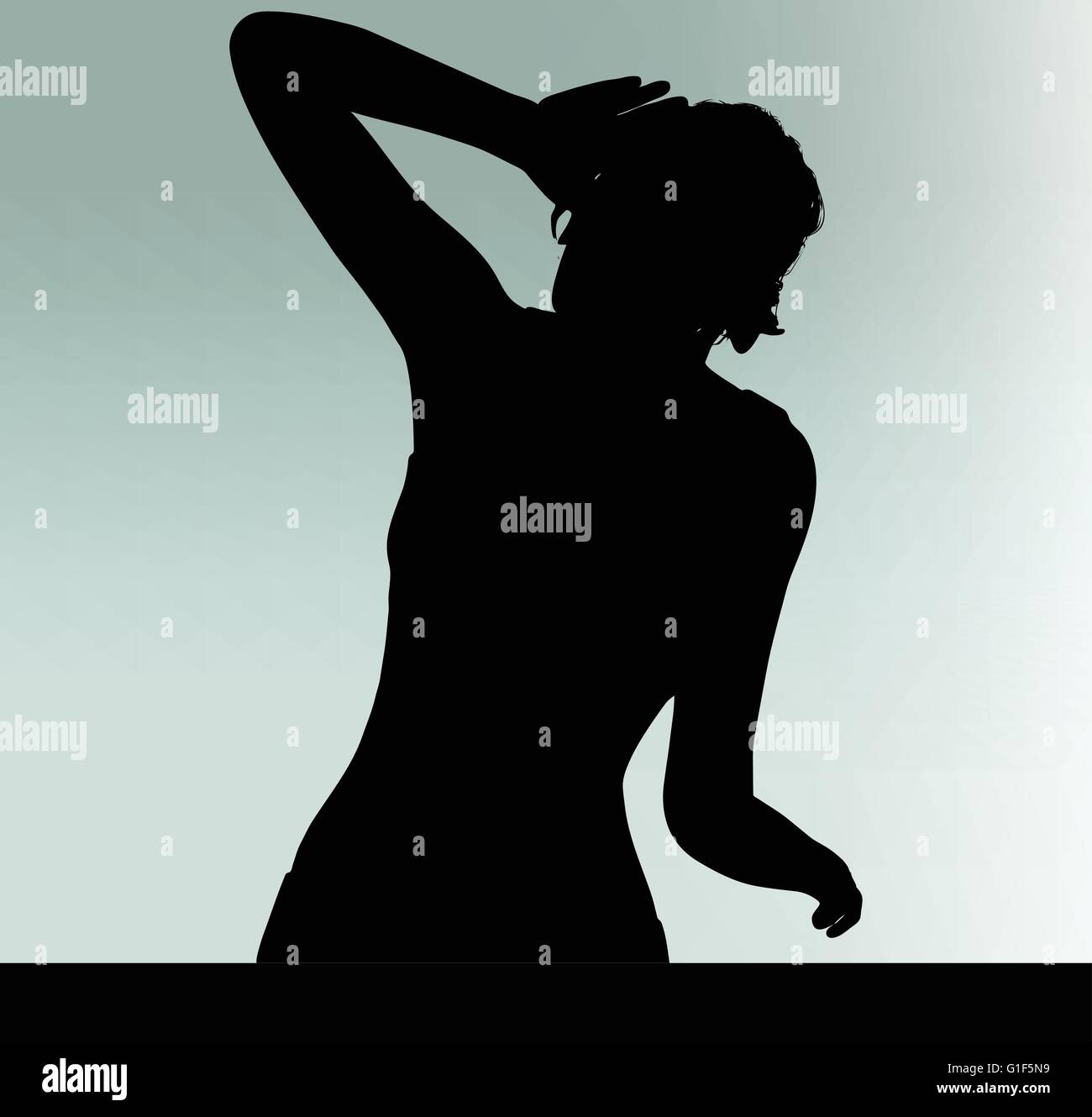 Vector Image - woman silhouette with hand gesture listen Stock Vector ...