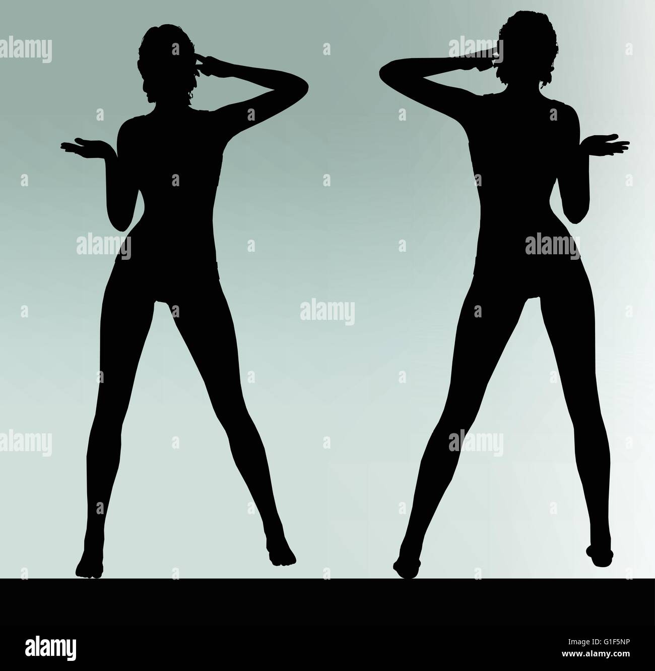 Vector Image - woman silhouette with hand gesture think Stock Vector ...